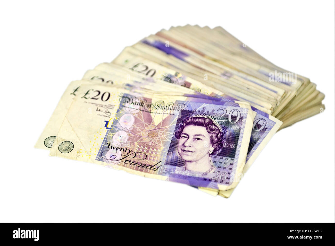 Cut out picture of a pile of British banknotes Stock Photo - Alamy
