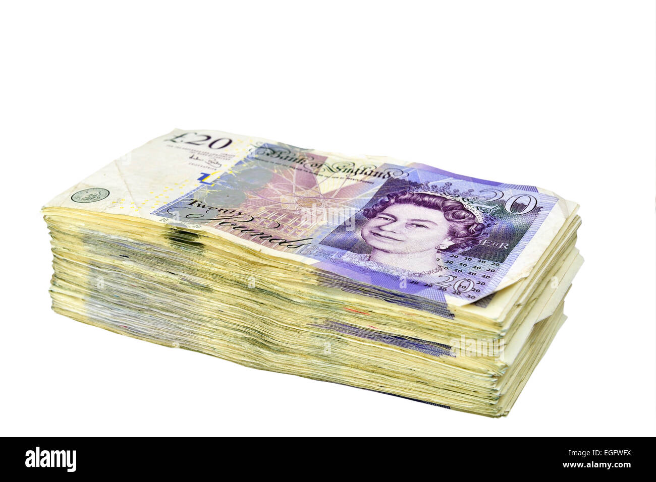 Cut out picture of a pile of British banknotes Stock Photo - Alamy