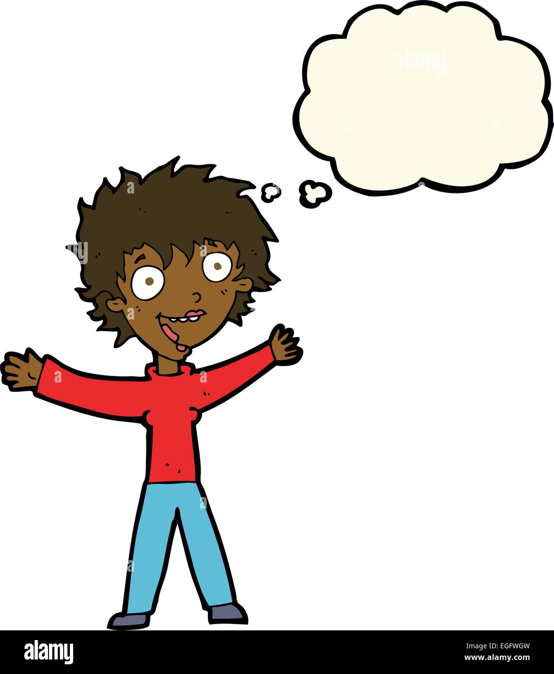 cartoon excited woman with thought bubble Stock Vector Image & Art - Alamy