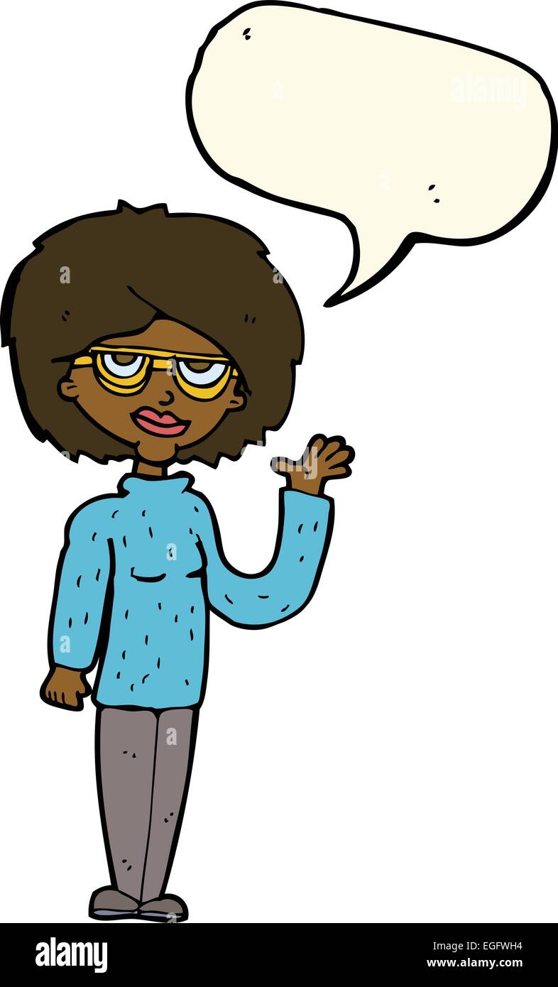 cartoon woman waving with speech bubble Stock Vector Image & Art - Alamy