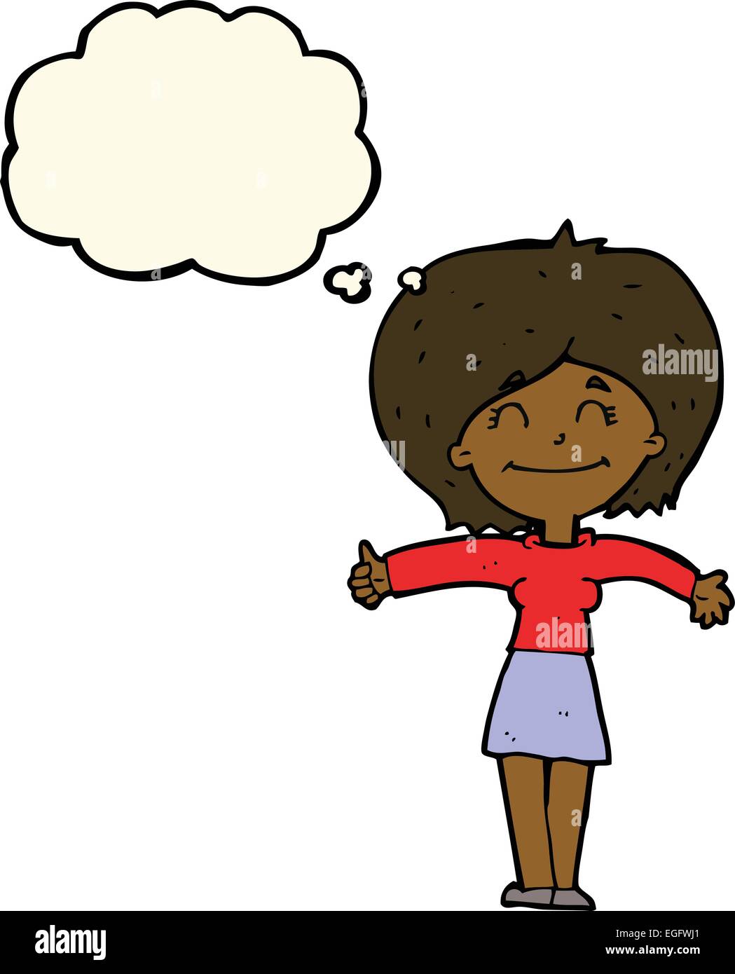 cartoon woman giving thumbs up sign with thought bubble Stock Vector ...