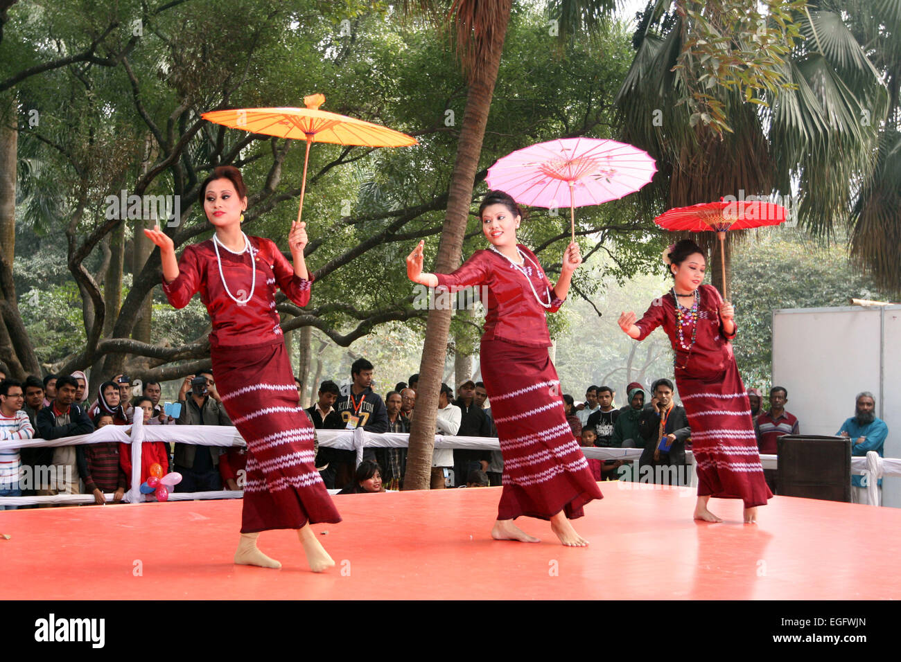 December 2014 -Tribal people presenting their traditional dance in a ...