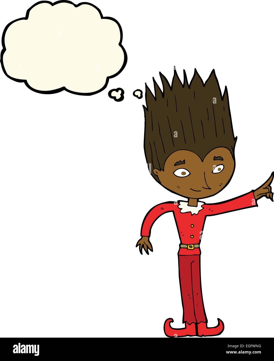 cartoon magic christmas elf with thought bubble Stock Vector Image ...