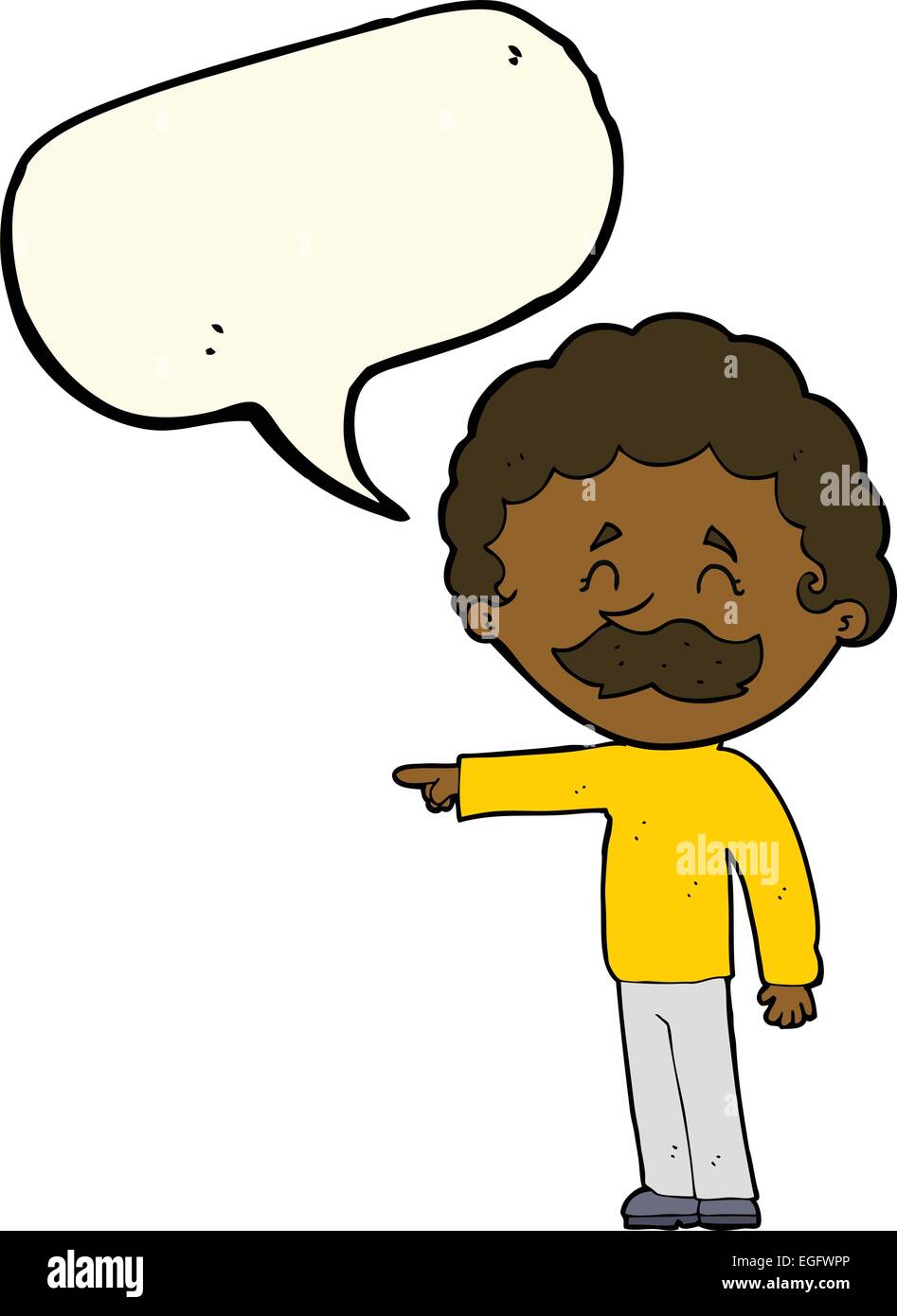 cartoon man with mustache pointing with speech bubble Stock Vector ...