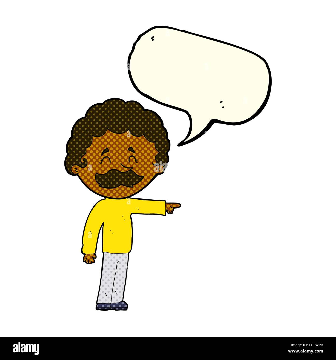 cartoon man with mustache pointing with speech bubble Stock Vector ...