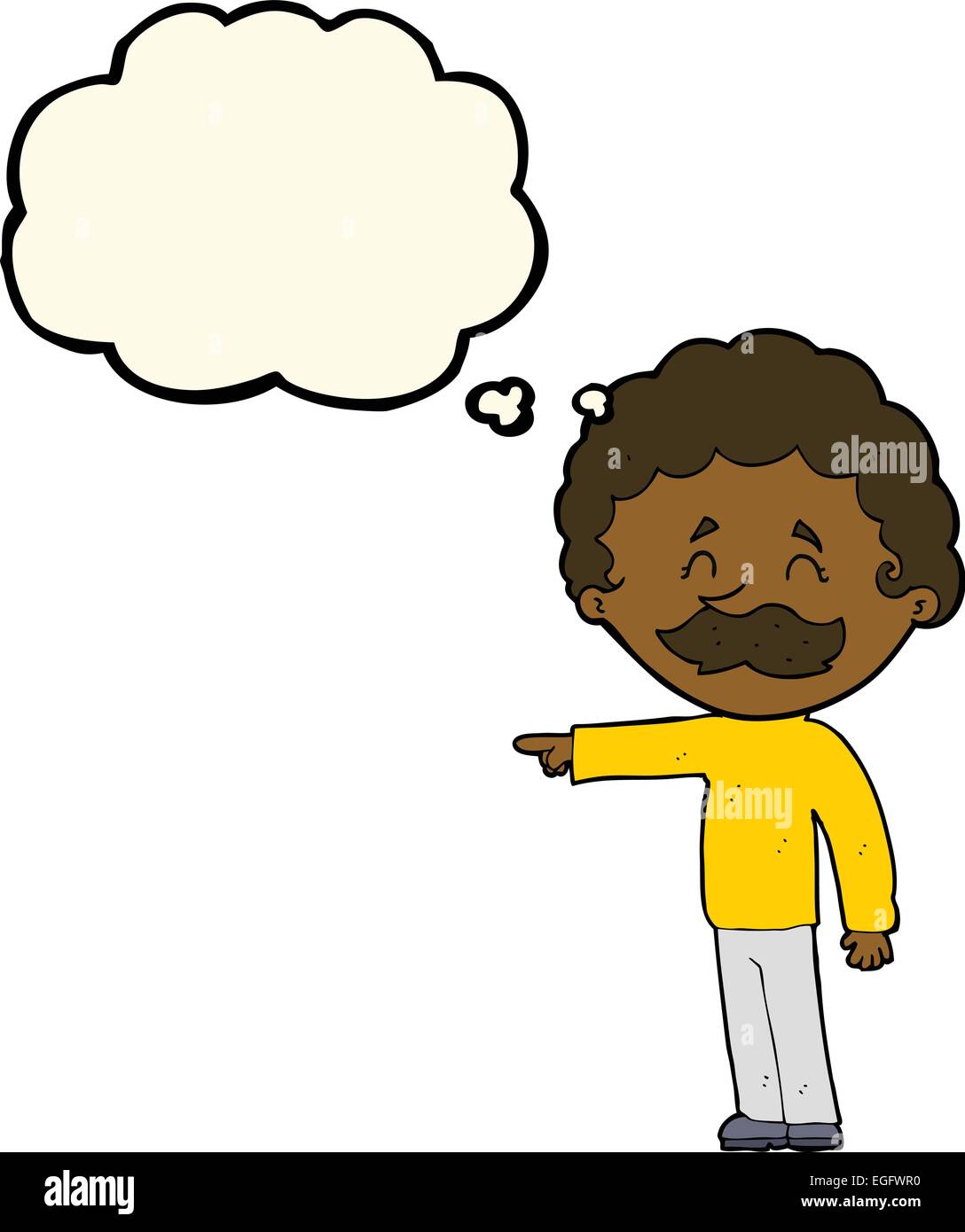 cartoon man with mustache pointing with thought bubble Stock Vector ...