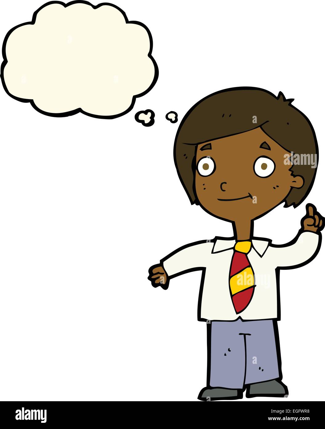 cartoon school boy answering question with thought bubble Stock Vector ...