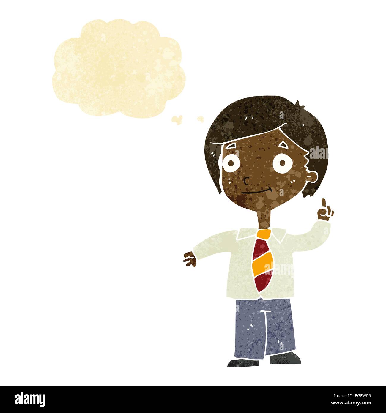 cartoon school boy answering question with thought bubble Stock Vector ...
