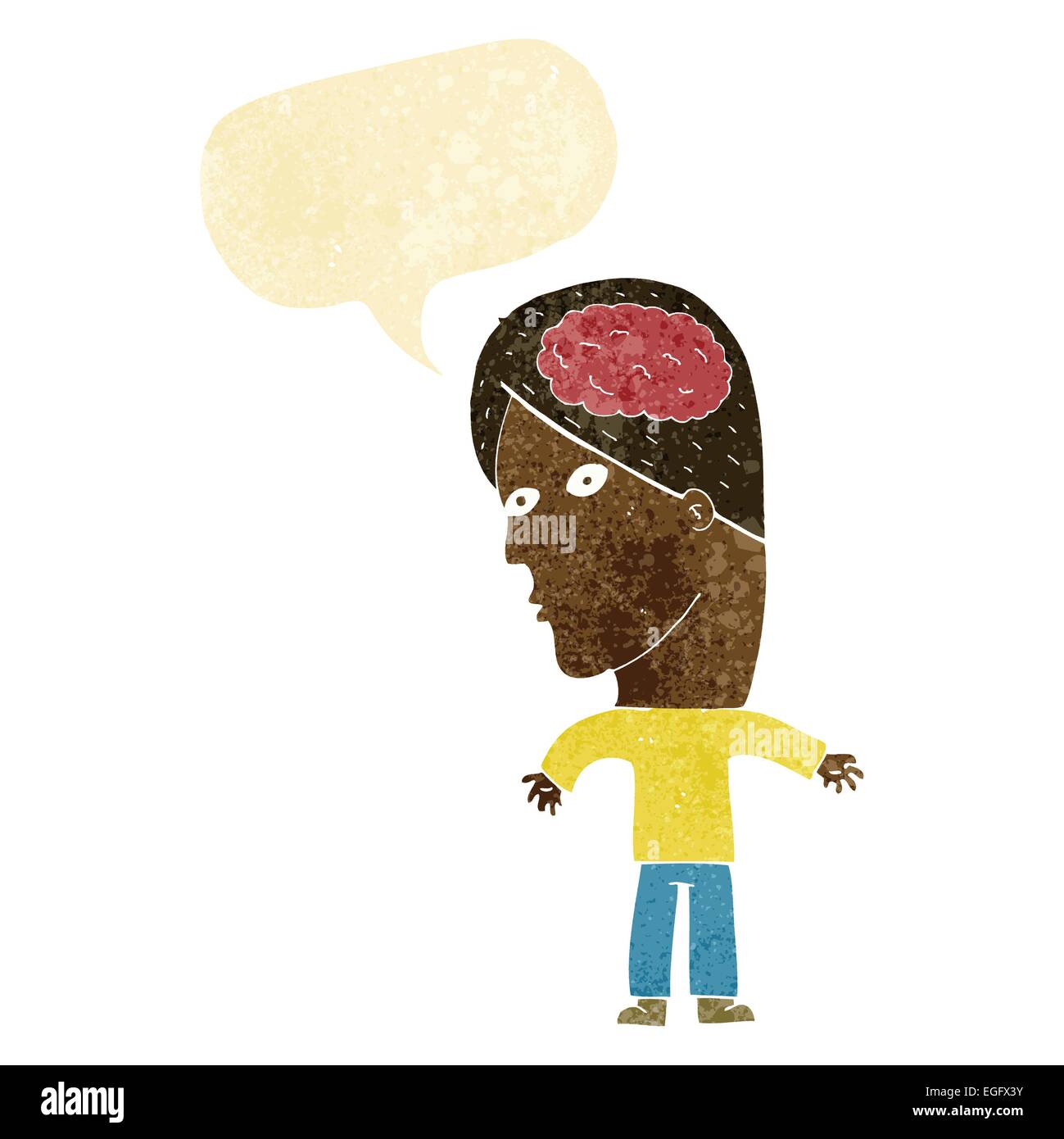 cartoon man with brain symbol with speech bubble Stock Vector Image ...