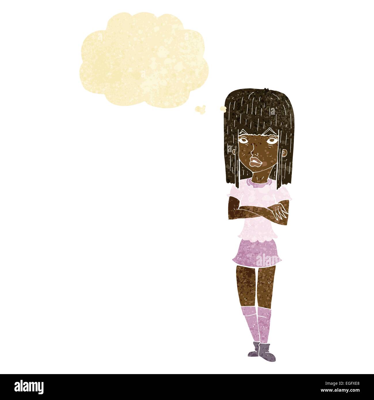 cartoon girl with crossed arms with thought bubble Stock Vector Image ...