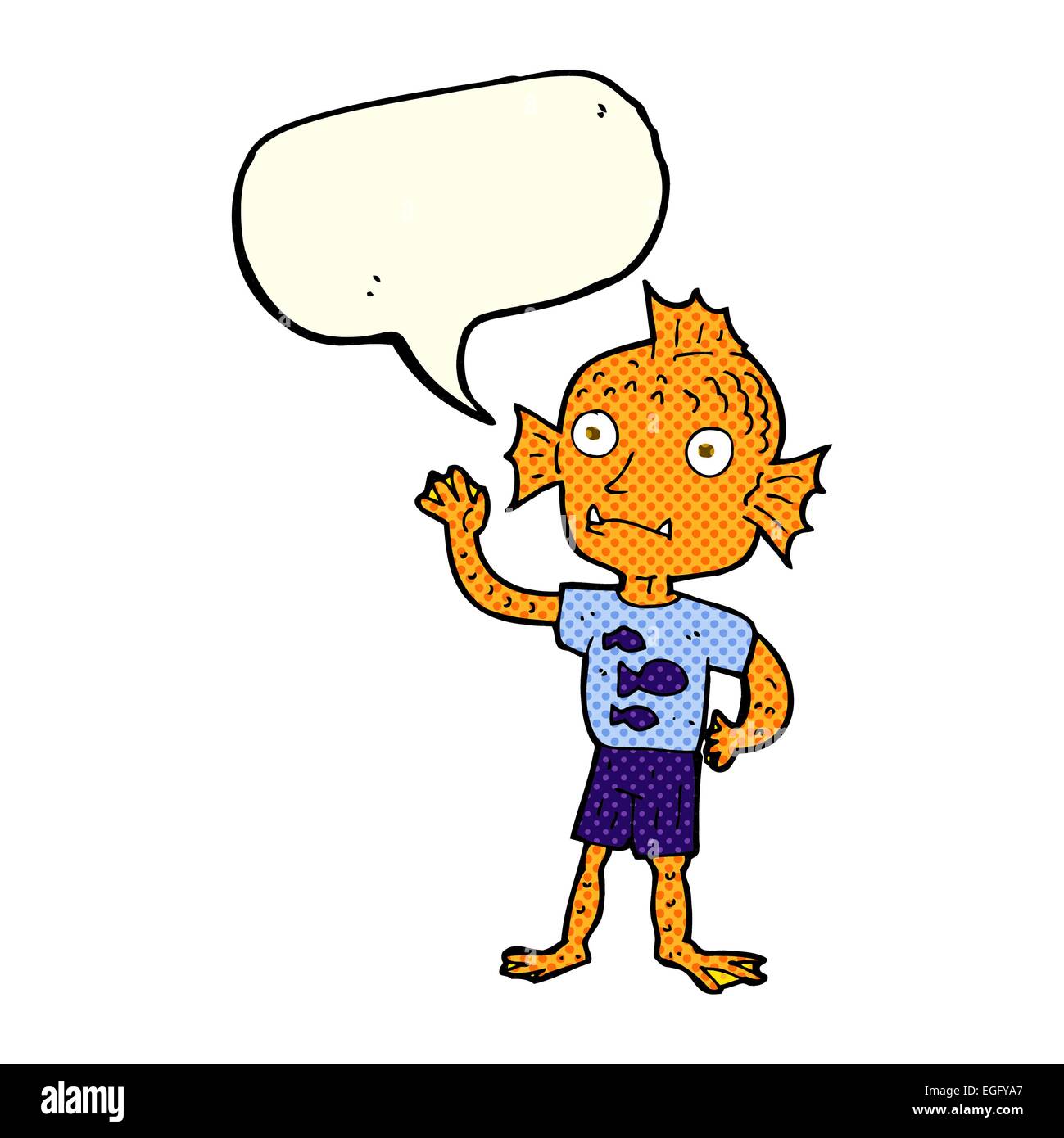 Cartoon waving fish boy hi-res stock photography and images - Alamy