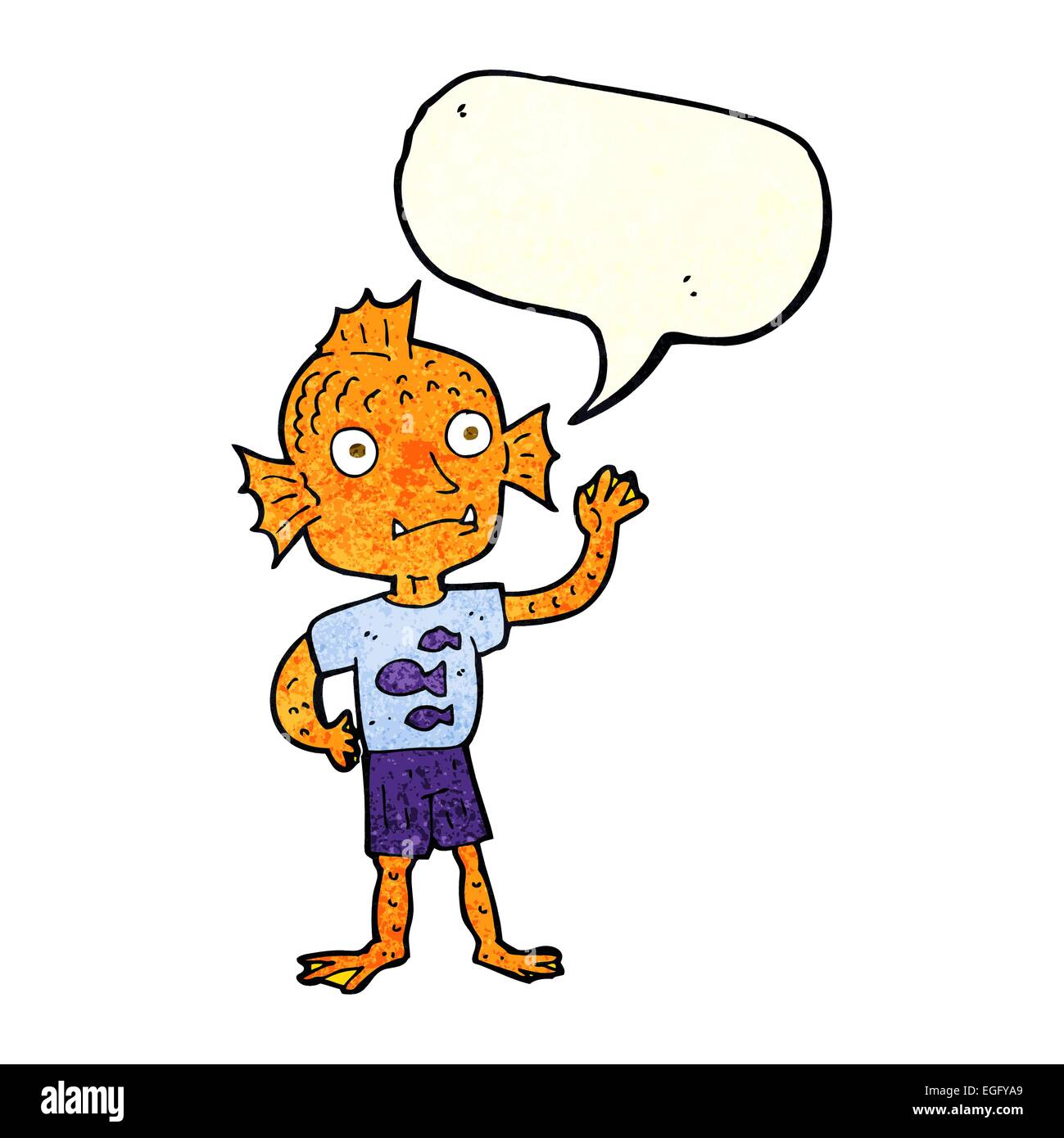 Cartoon waving fish boy hi-res stock photography and images - Alamy