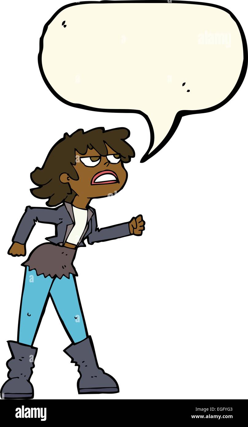 cartoon angry biker girl with speech bubble Stock Vector Image & Art ...