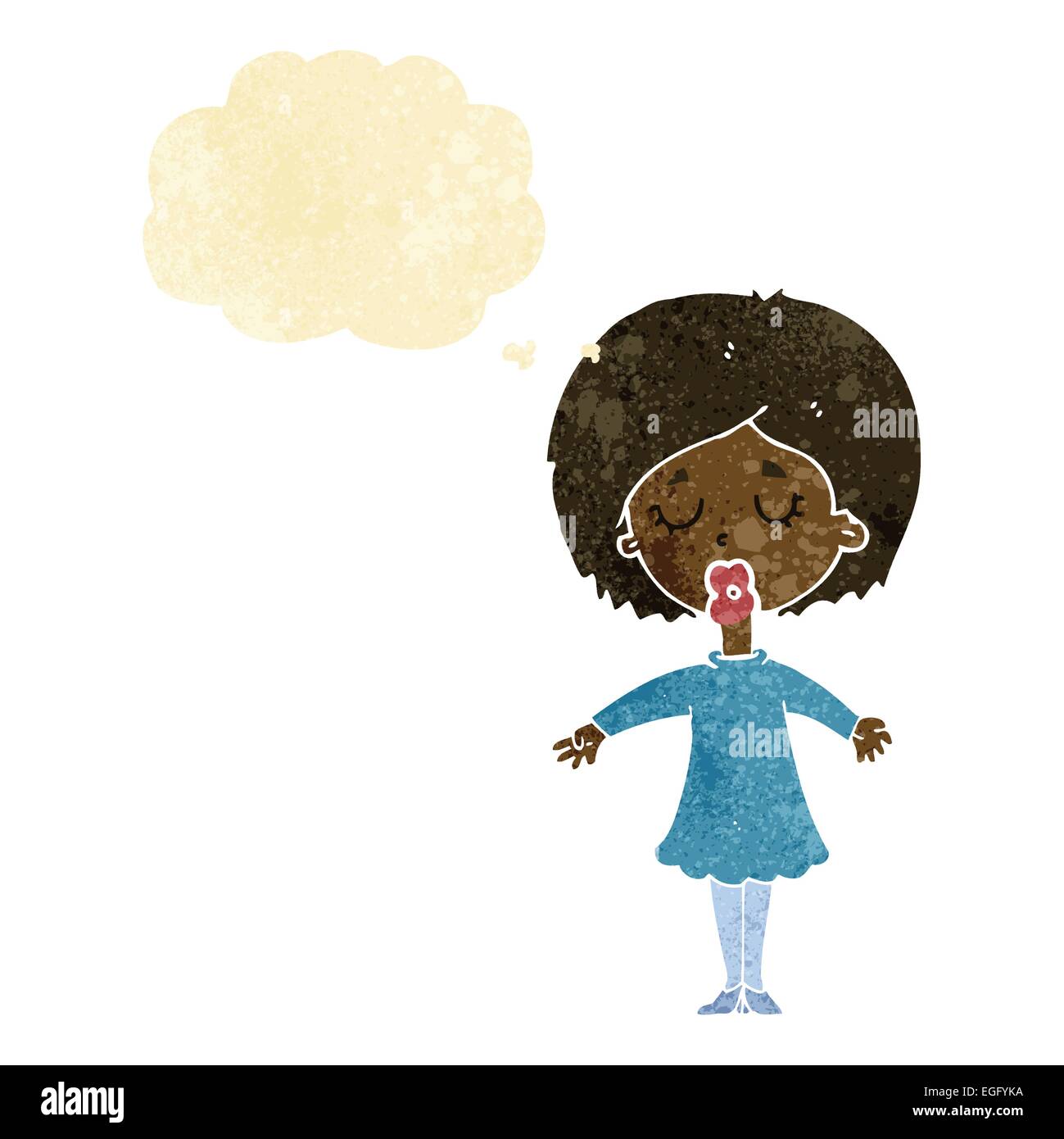 cartoon woman in dress with thought bubble Stock Vector Image & Art - Alamy