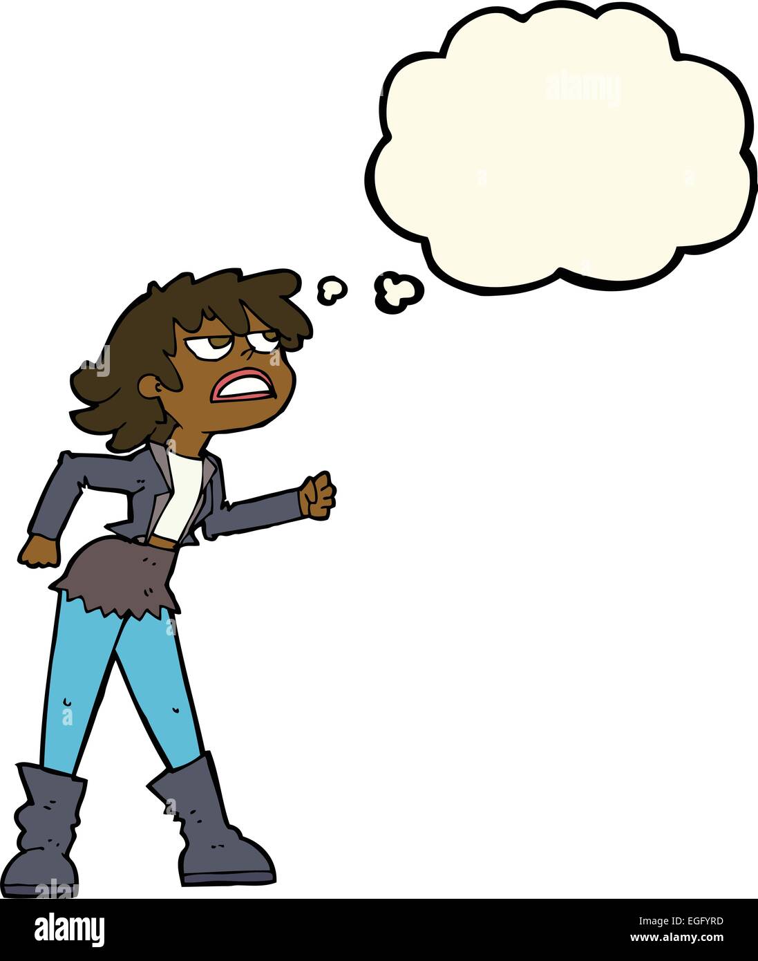 cartoon angry biker girl with thought bubble Stock Vector Image & Art ...