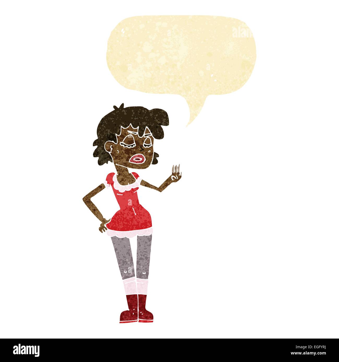 cartoon woman making dismissive gesture with speech bubble Stock Vector ...