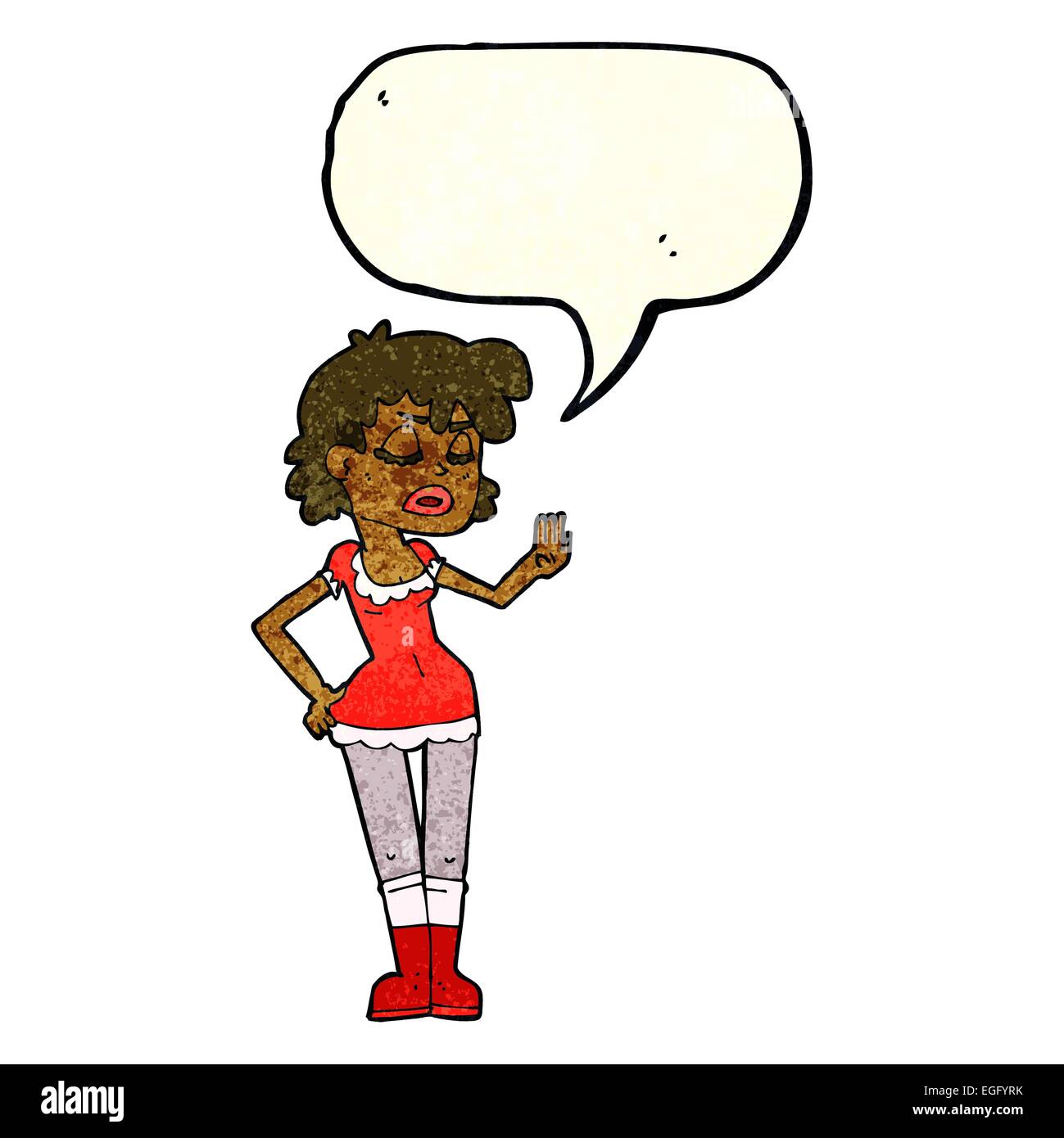 cartoon woman making dismissive gesture with speech bubble Stock Vector ...