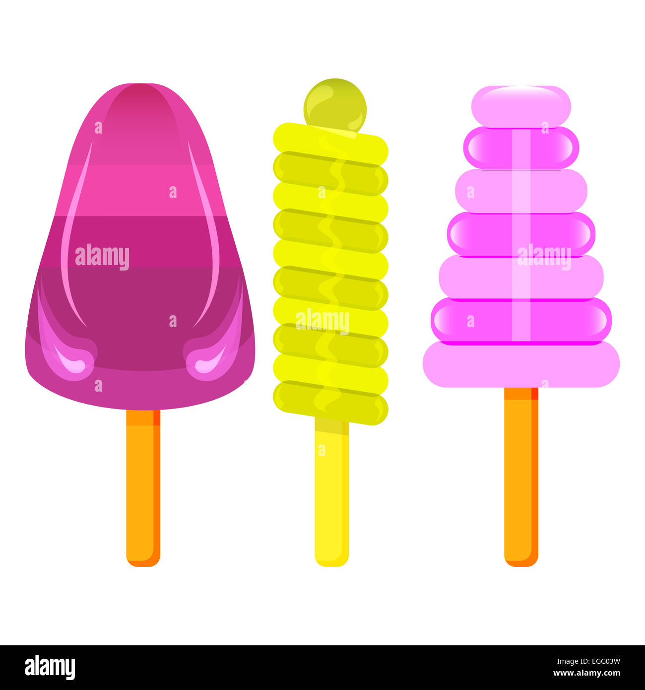 Set of juicy mouthwatering ice cream on a stick colors Stock Photo - Alamy