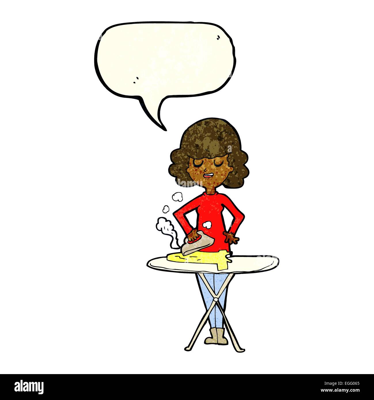 cartoon woman ironing with speech bubble Stock Vector Image & Art - Alamy