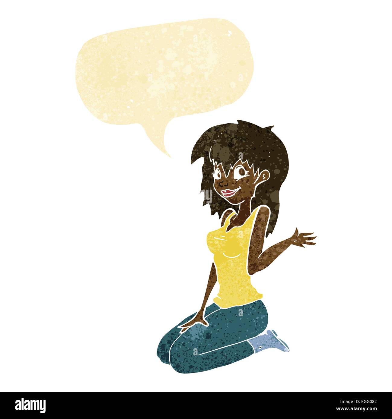 cartoon pretty girl waving with speech bubble Stock Vector Image & Art ...