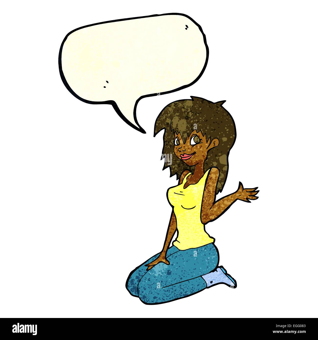 cartoon pretty girl waving with speech bubble Stock Vector Image & Art ...