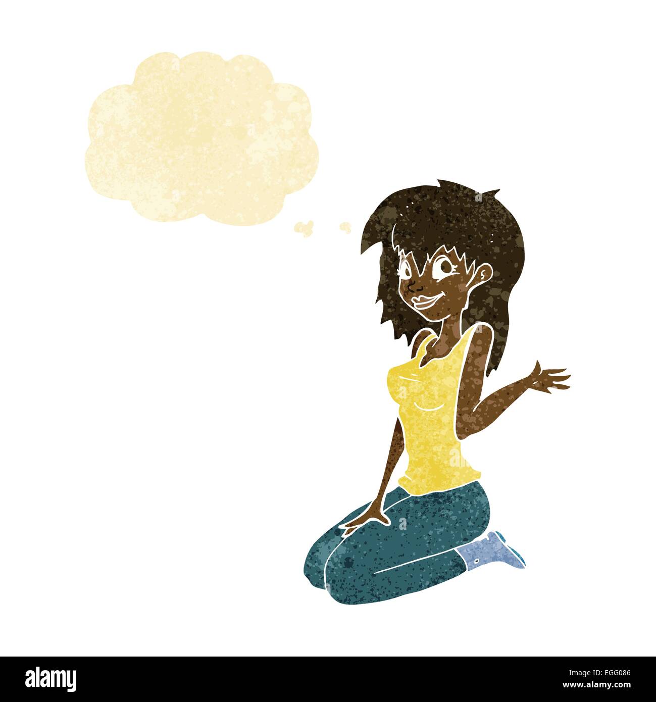 cartoon pretty girl waving with thought bubble Stock Vector Image & Art ...