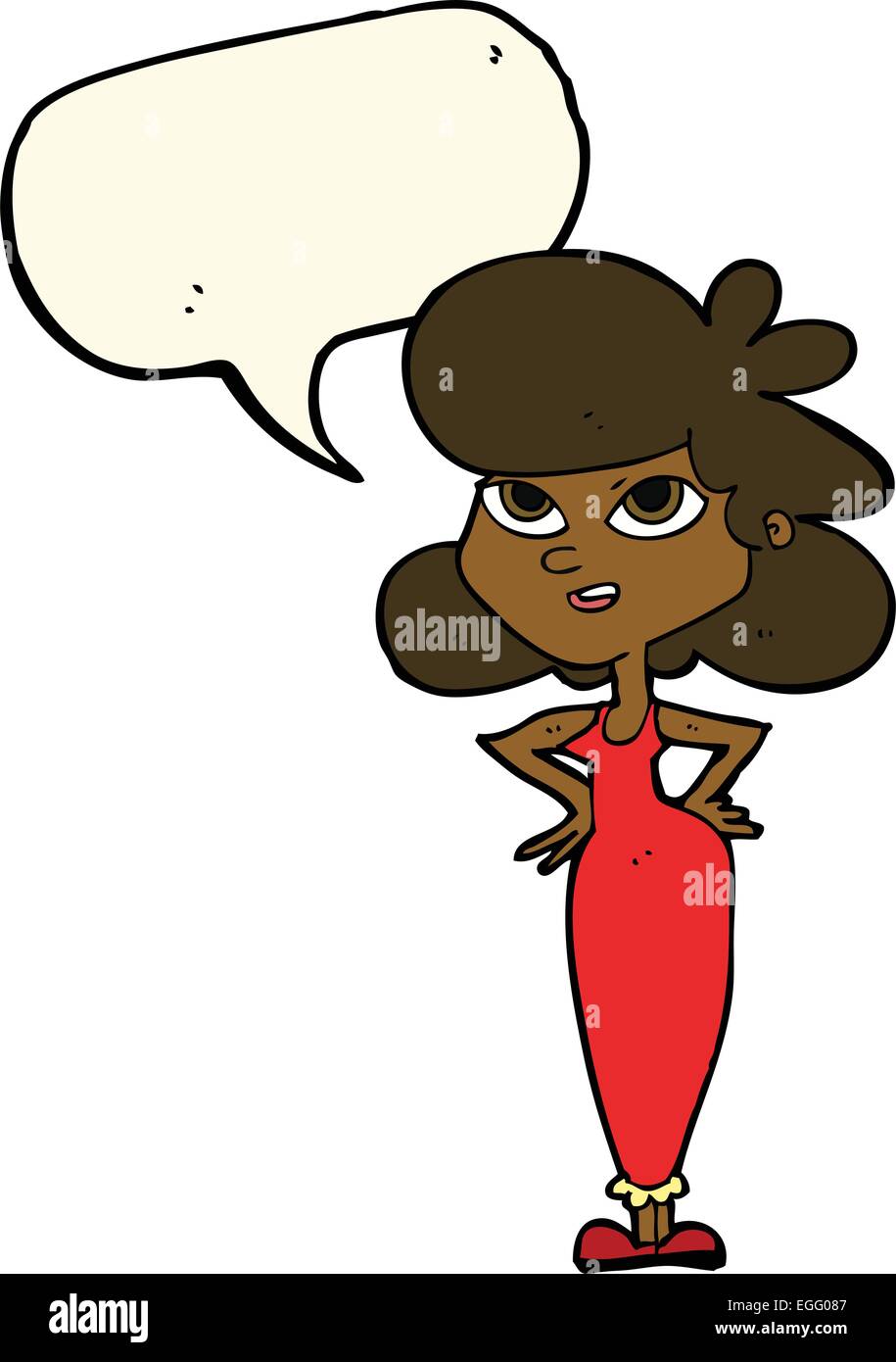 cartoon girl with hands on hips with speech bubble Stock Vector Image ...