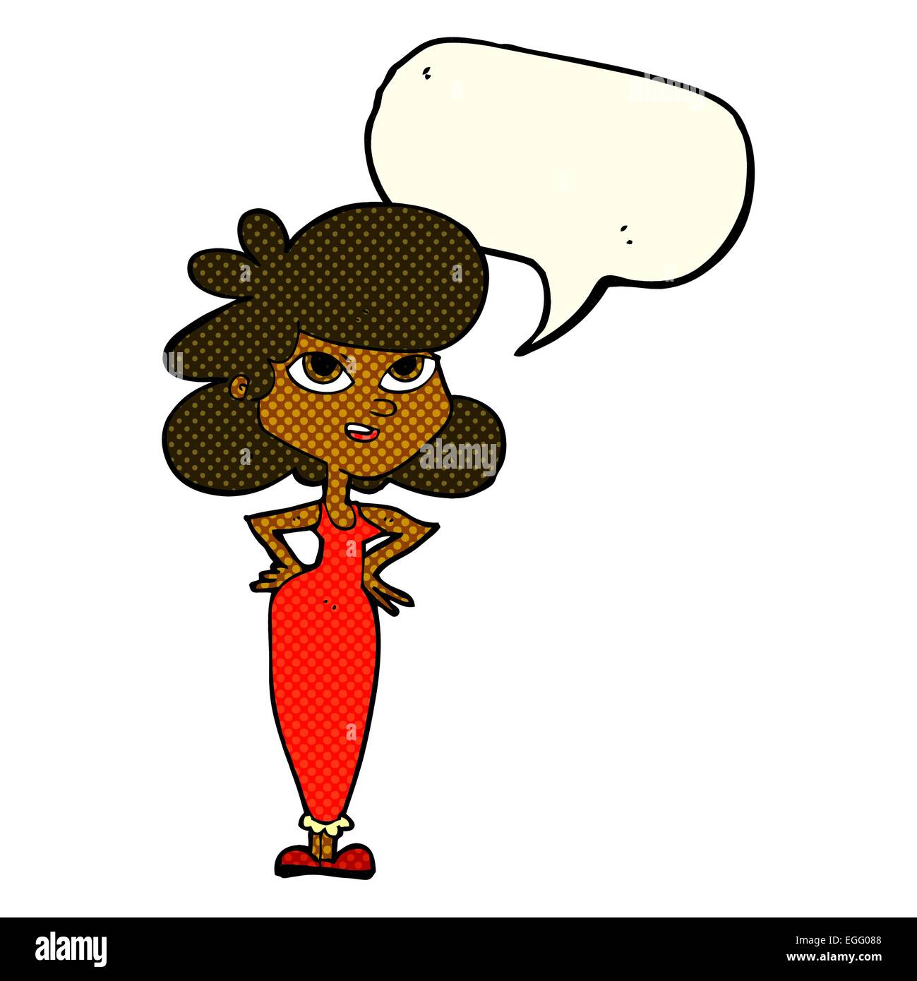 cartoon girl with hands on hips with speech bubble Stock Vector Image ...