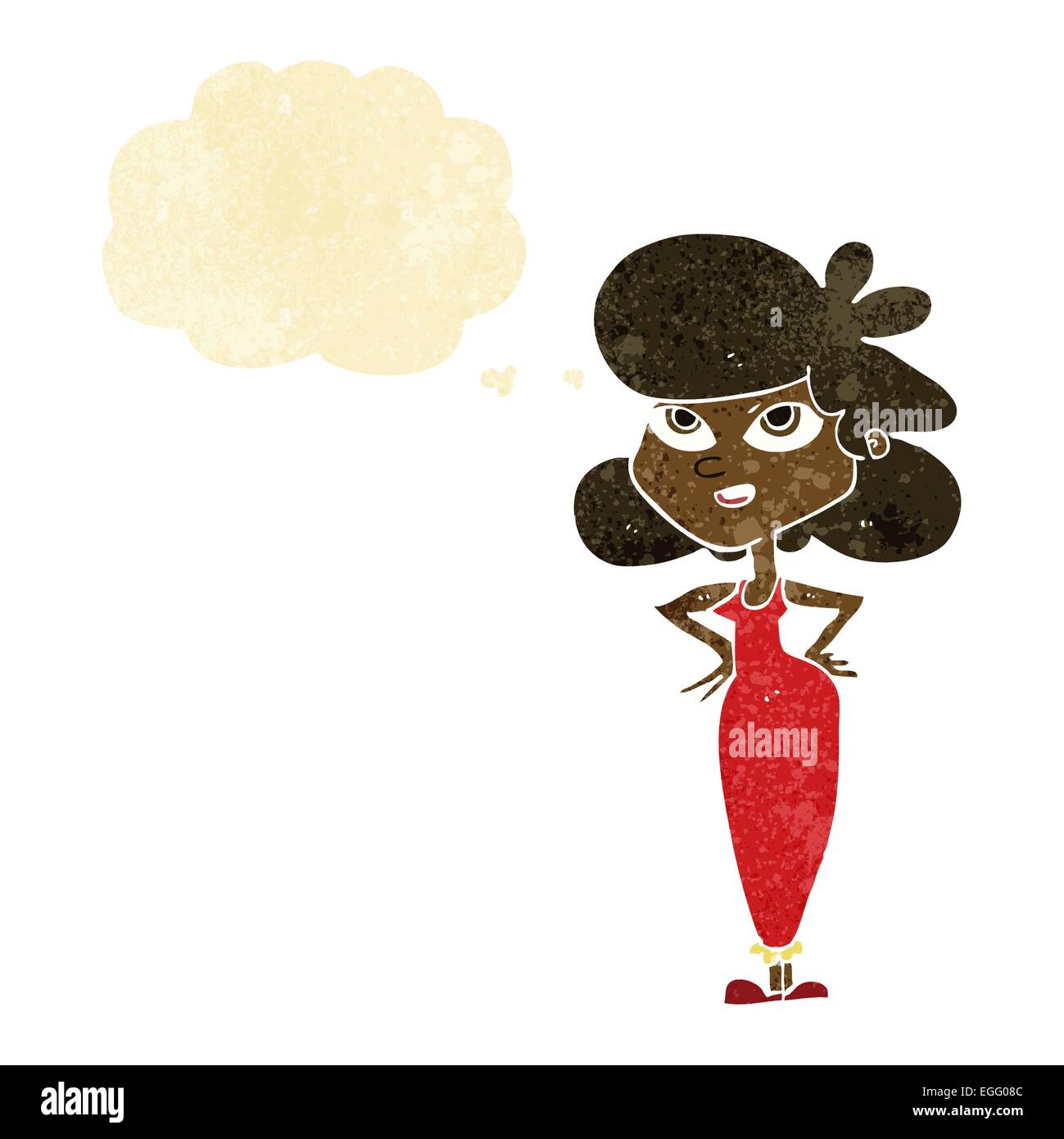 cartoon girl with hands on hips with thought bubble Stock Vector Image ...