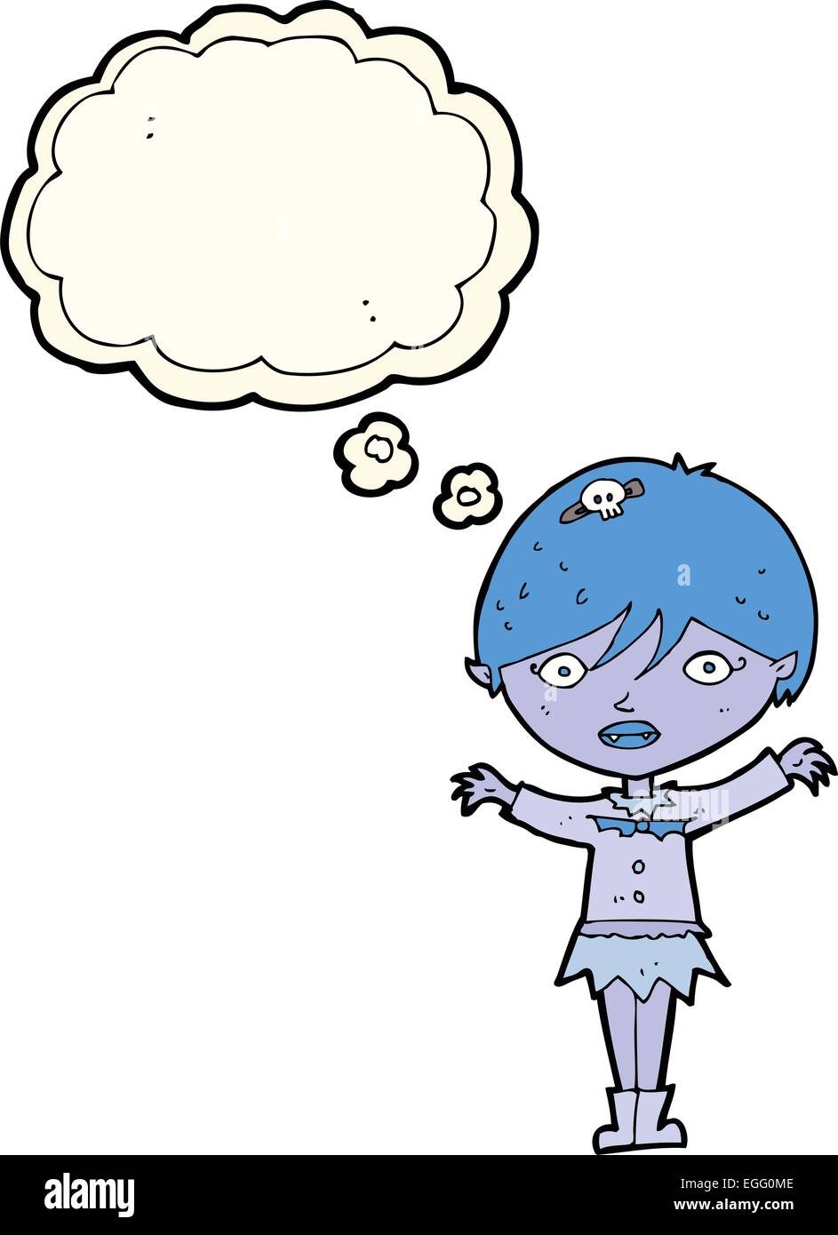 cartoon waving vampire girl with thought bubble Stock Vector Image ...