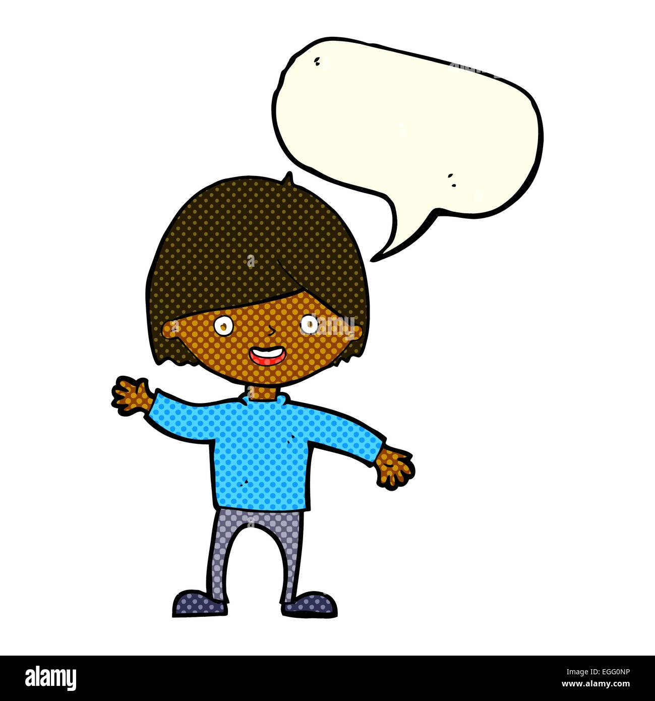 cartoon waving boy with speech bubble Stock Vector Image & Art - Alamy