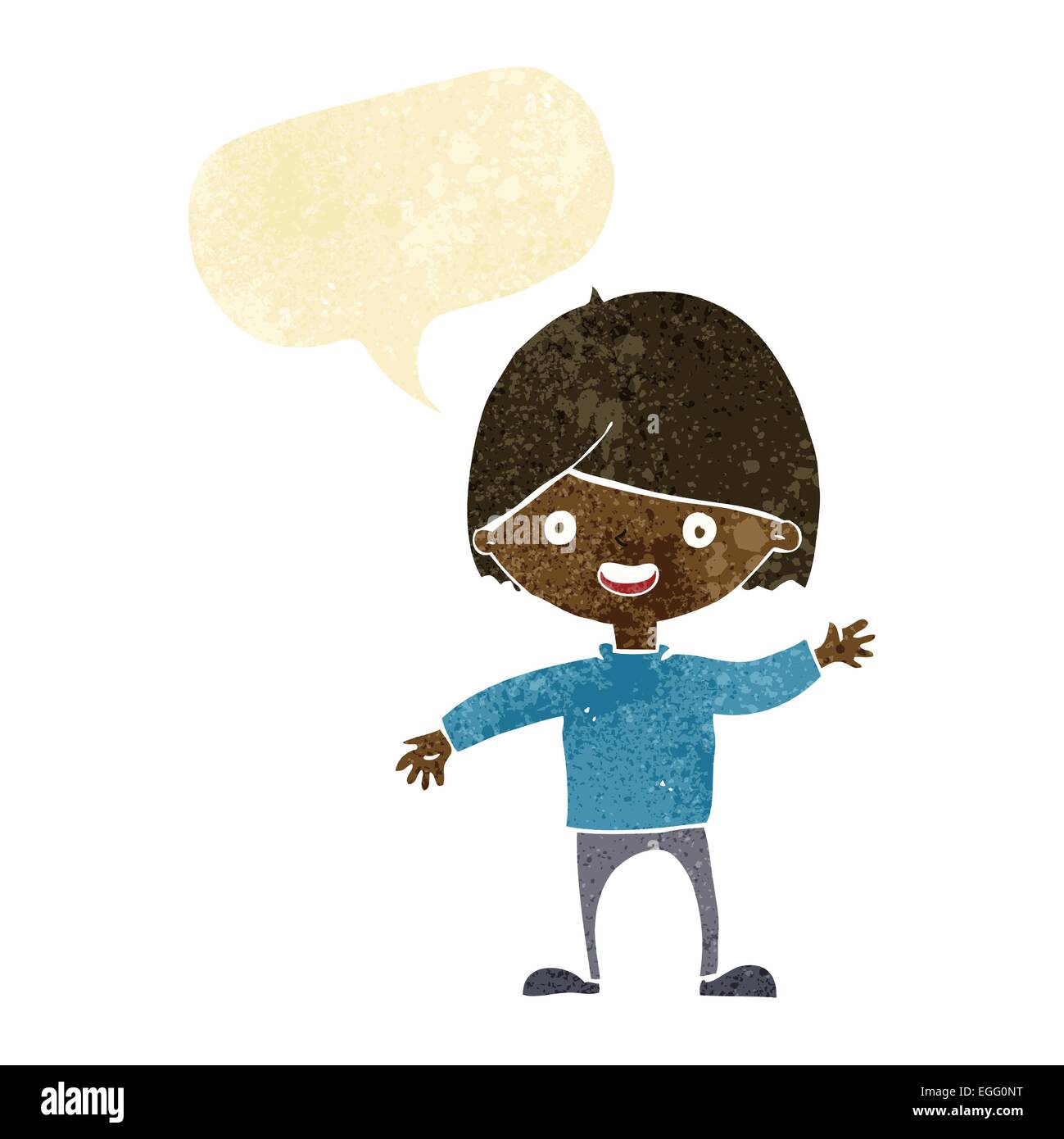 cartoon waving boy with speech bubble Stock Vector Image & Art - Alamy