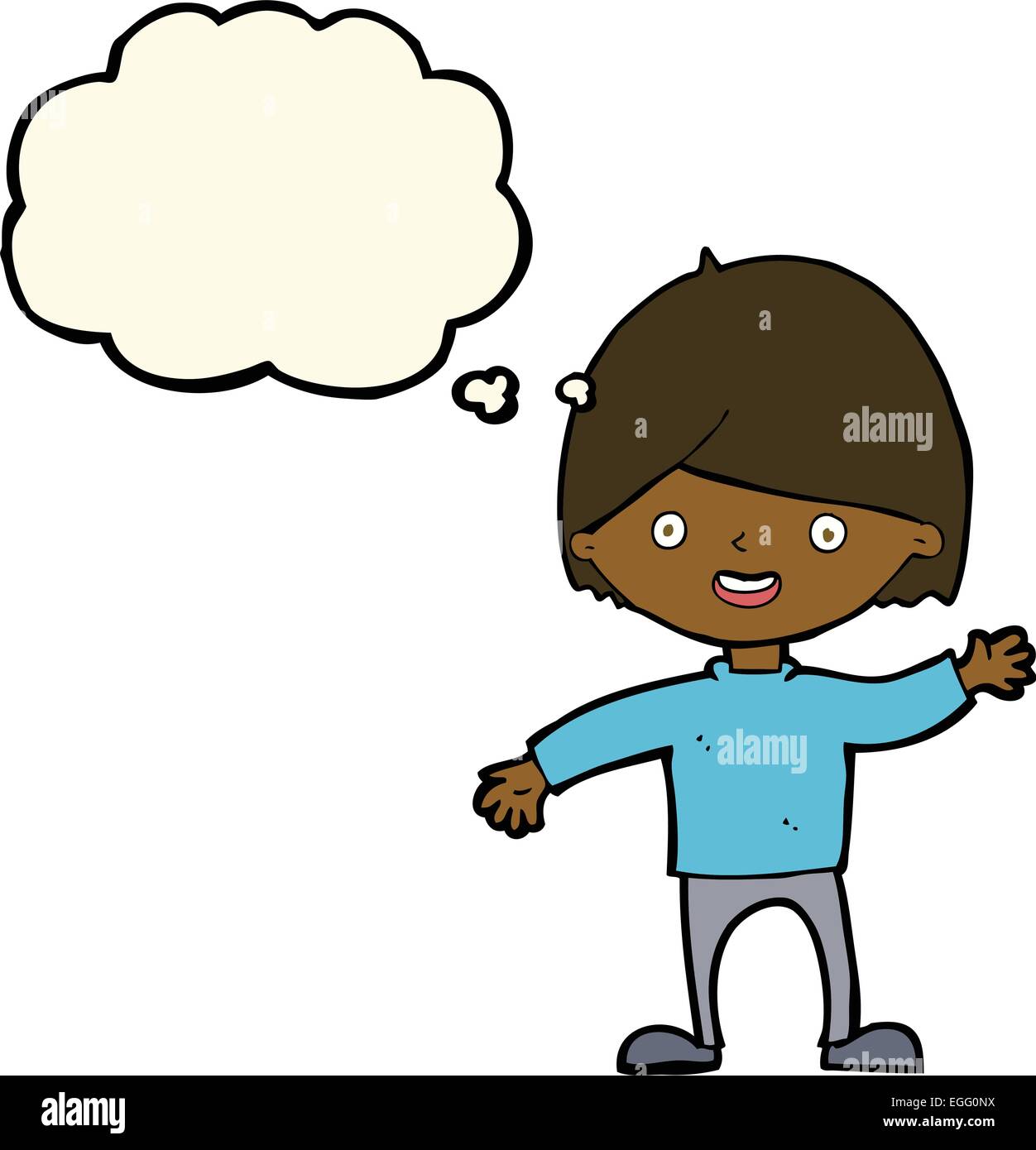 cartoon waving boy with thought bubble Stock Vector Image & Art - Alamy