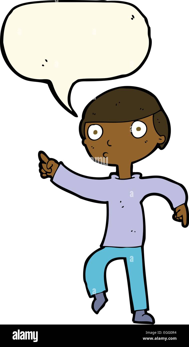 cartoon boy pointing with speech bubble Stock Vector Image & Art - Alamy