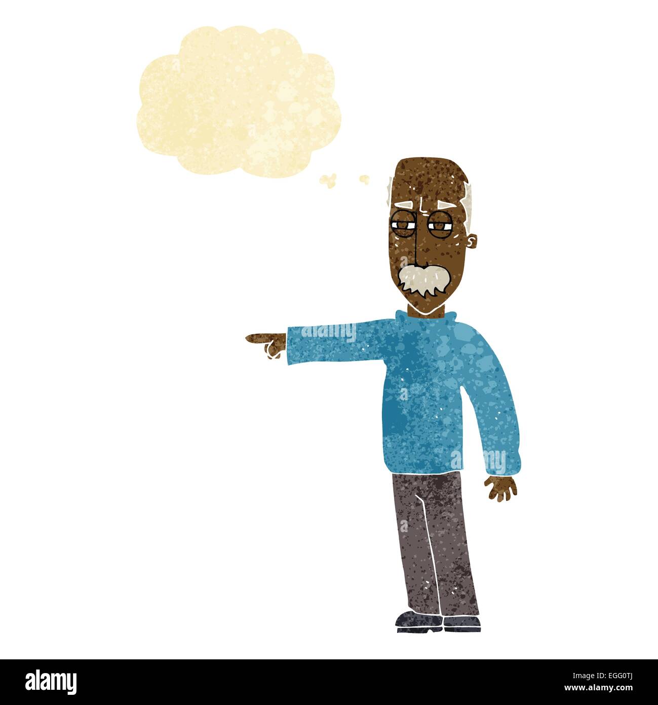 cartoon old man gesturing Get Out! with thought bubble Stock Vector ...