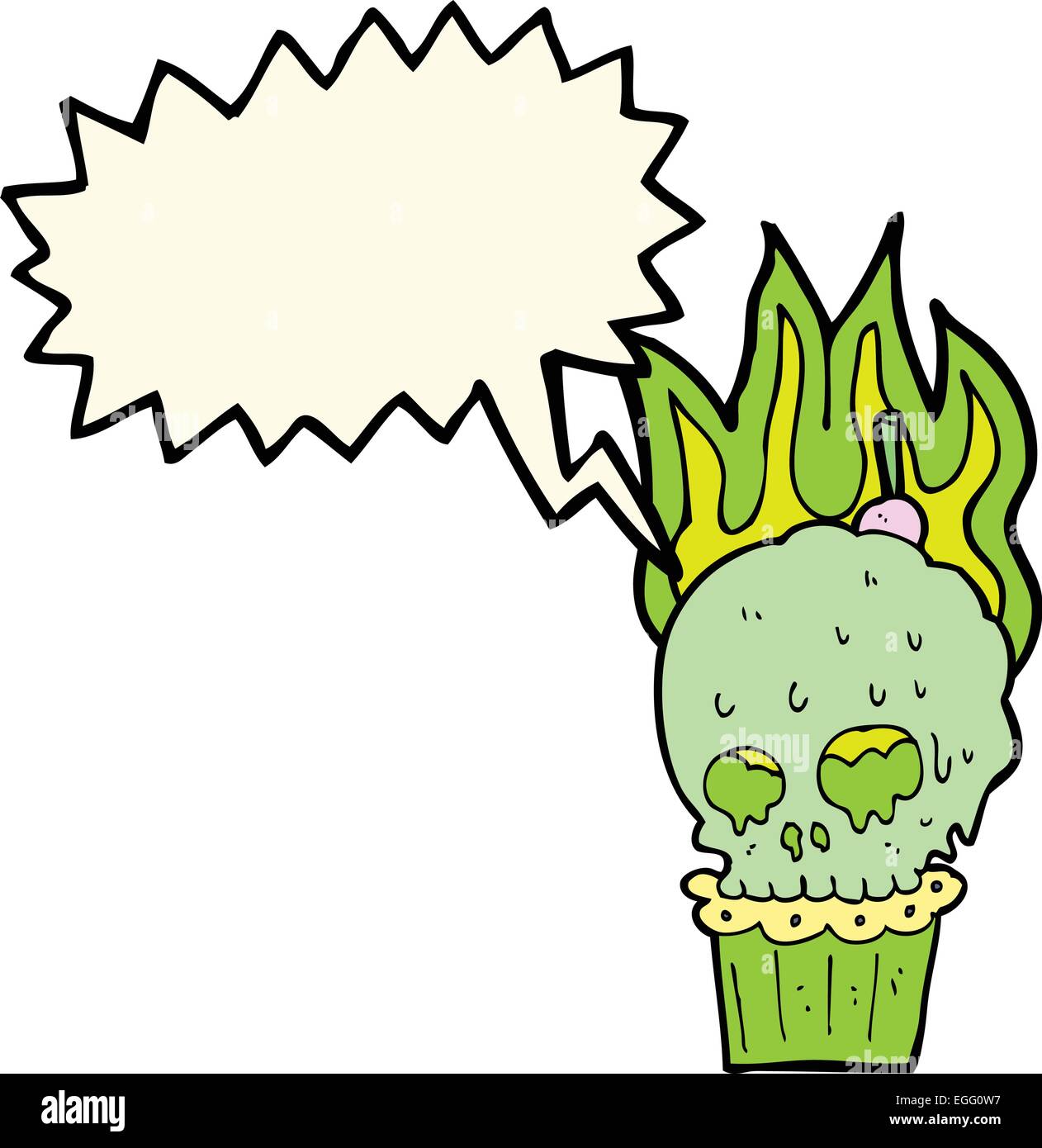 cartoon spooky skull cupcake with speech bubble Stock Vector Image ...