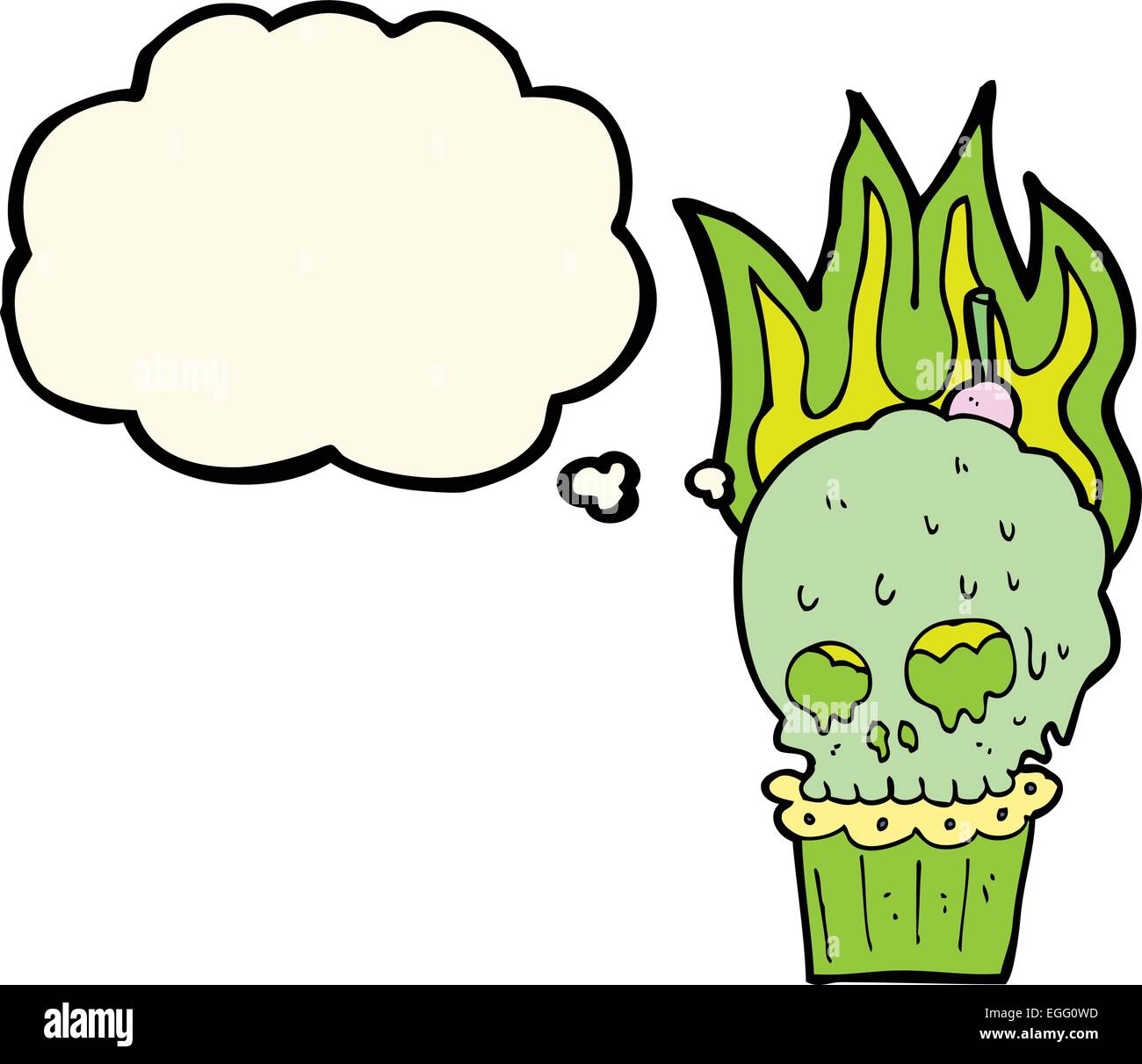 cartoon spooky skull cupcake with thought bubble Stock Vector Image ...