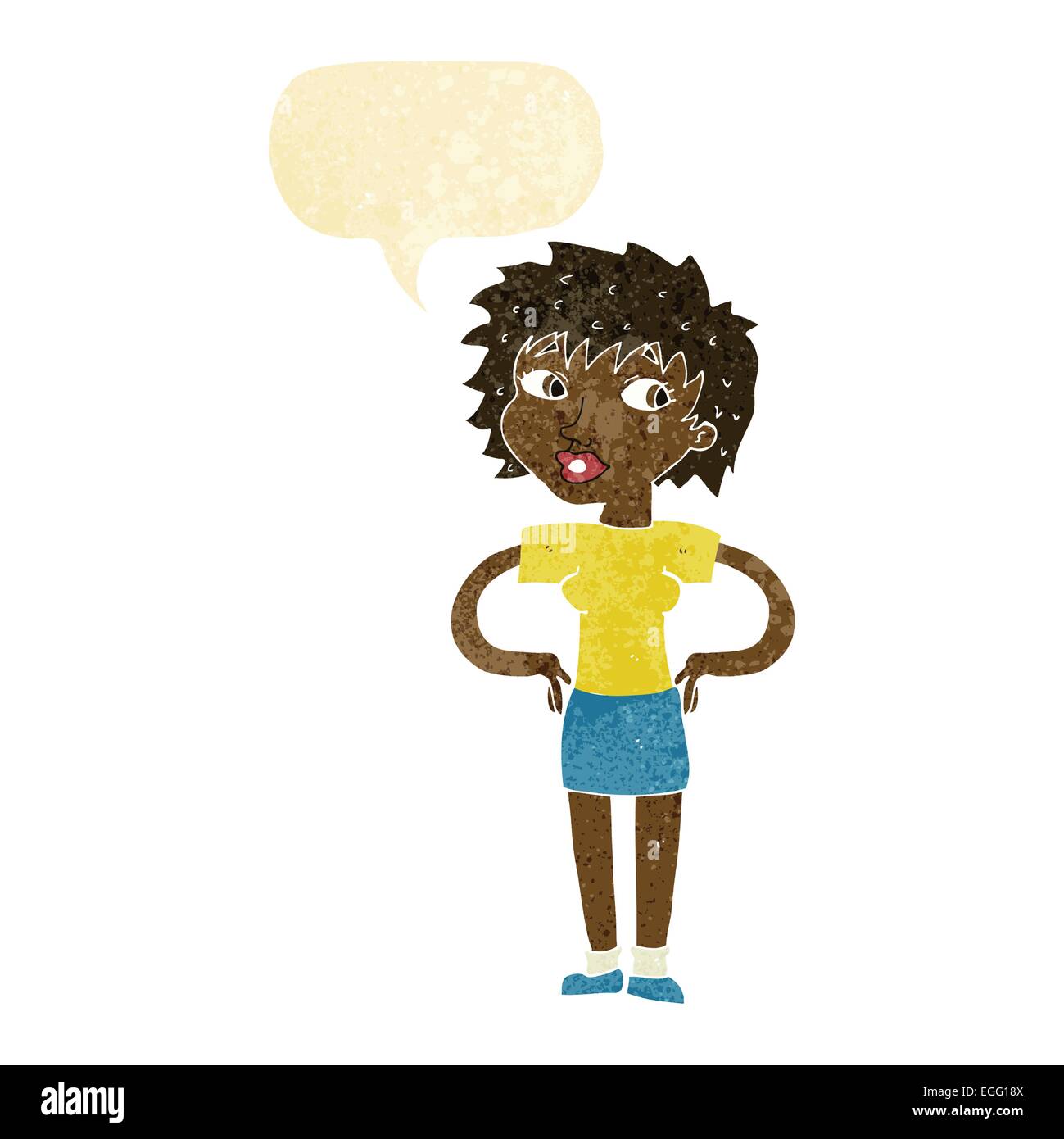 cartoon woman with hands on hips with speech bubble Stock Vector Image ...