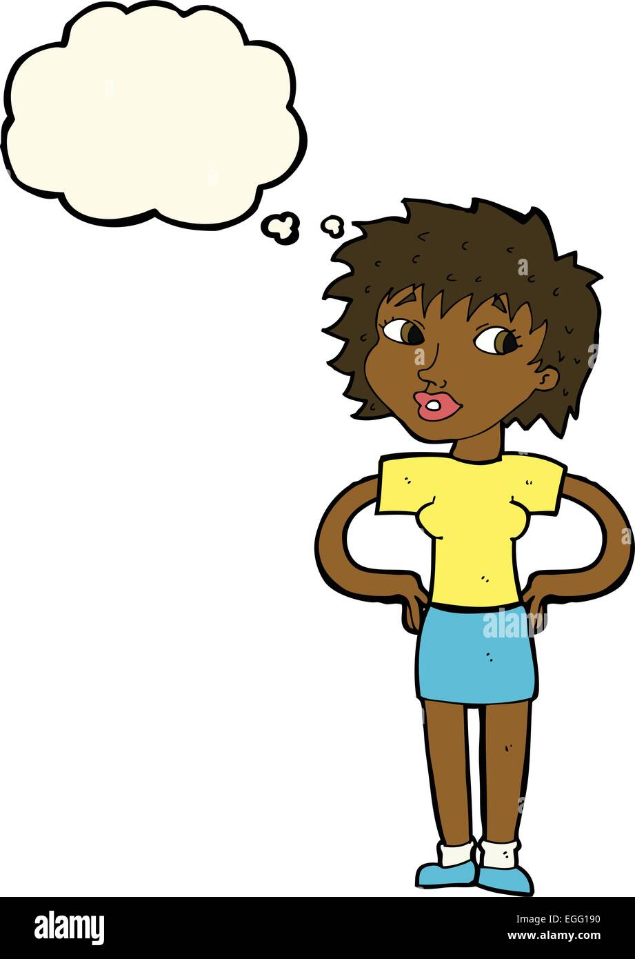 cartoon woman with hands on hips with thought bubble Stock Vector Image ...