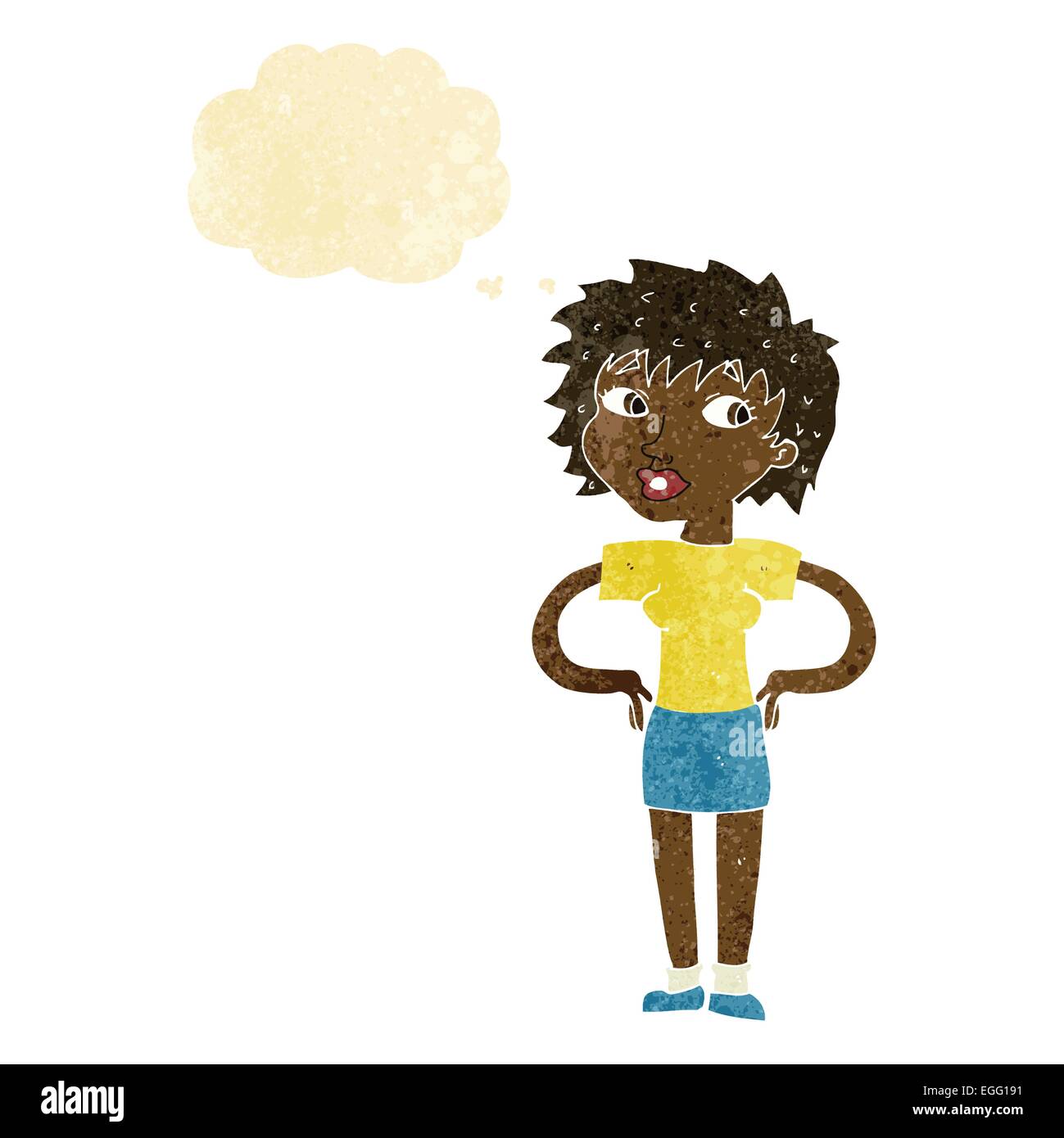 cartoon woman with hands on hips with thought bubble Stock Vector Image ...