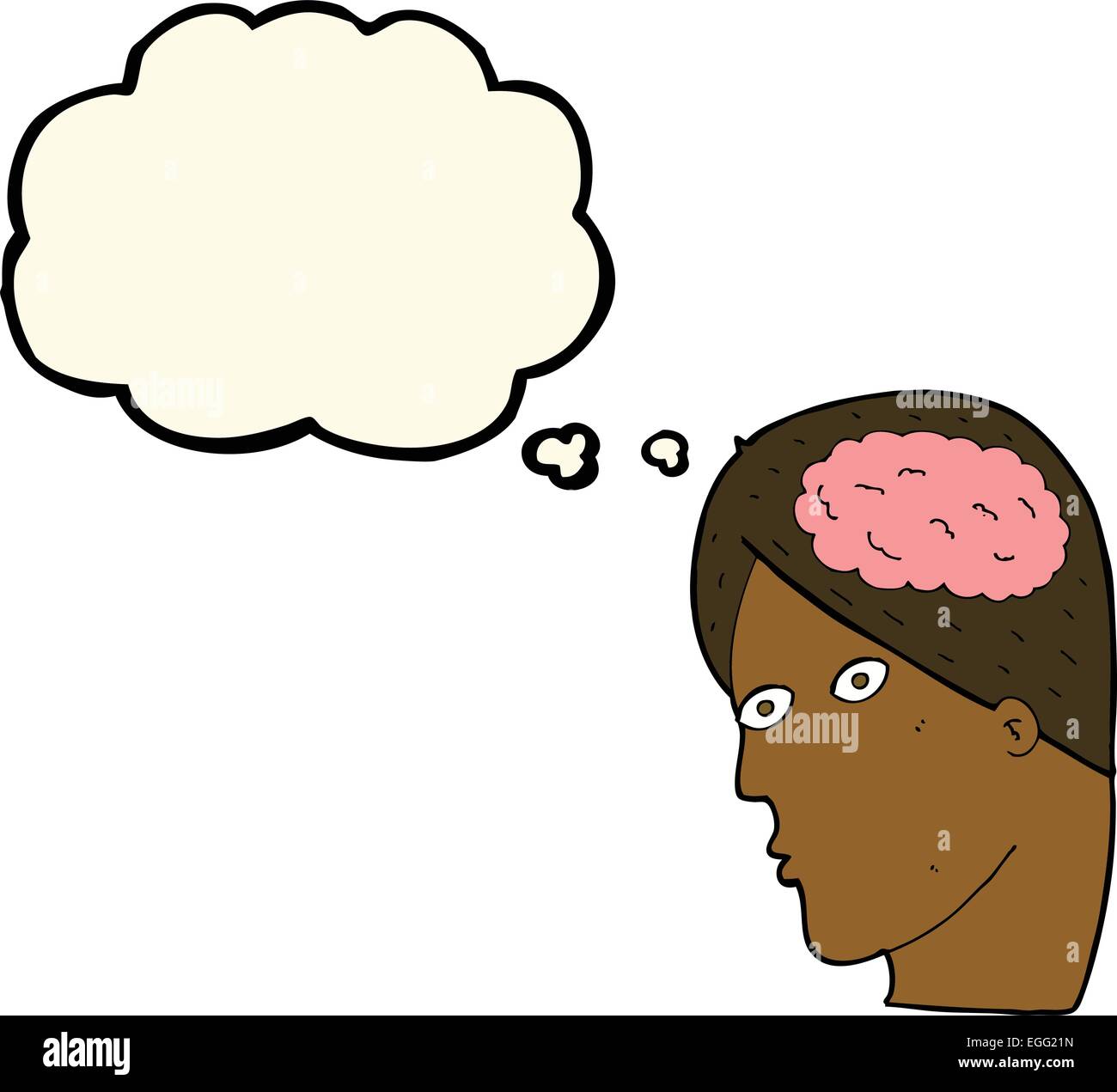 cartoon head with brain symbol with thought bubble Stock Vector Image ...