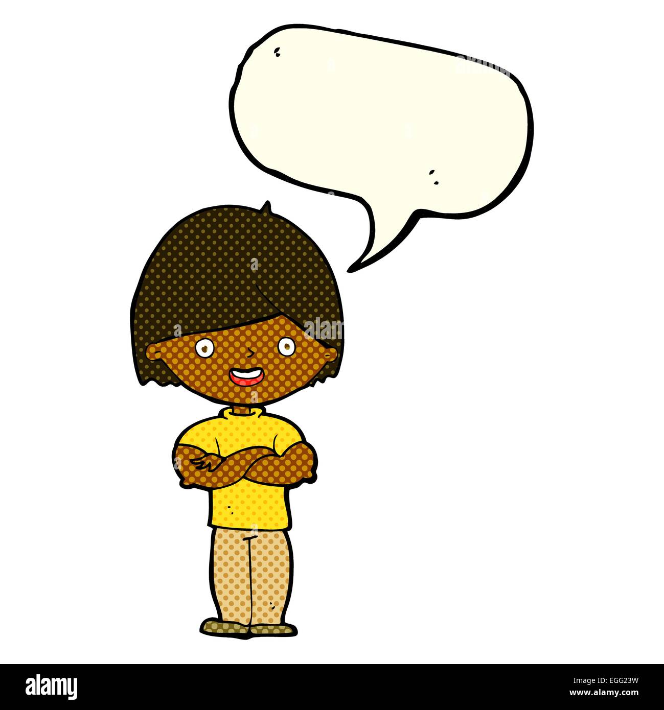 cartoon man with crossed arms with speech bubble Stock Vector Image ...