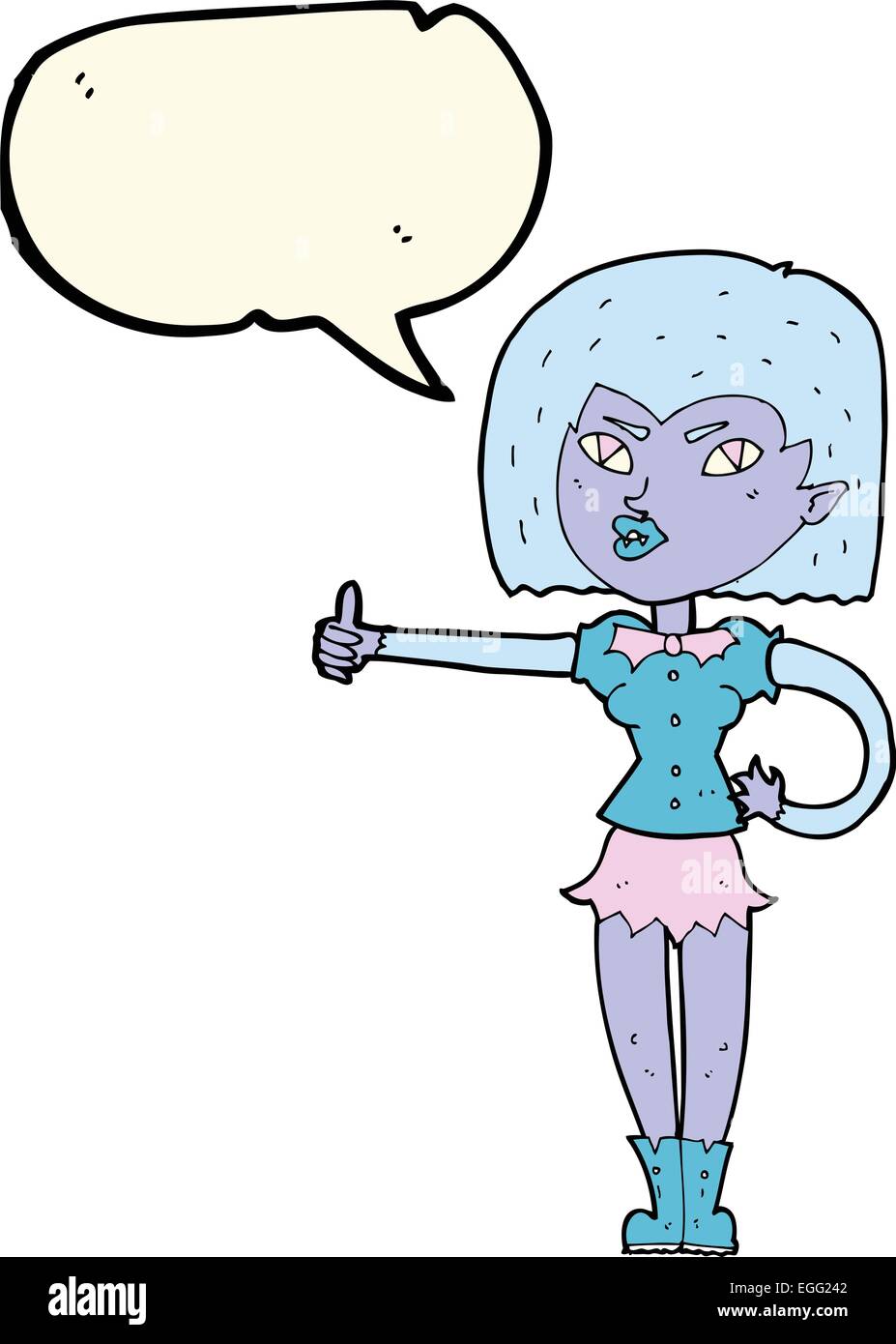 cartoon vampire girl giving thumbs up with speech bubble Stock Vector ...