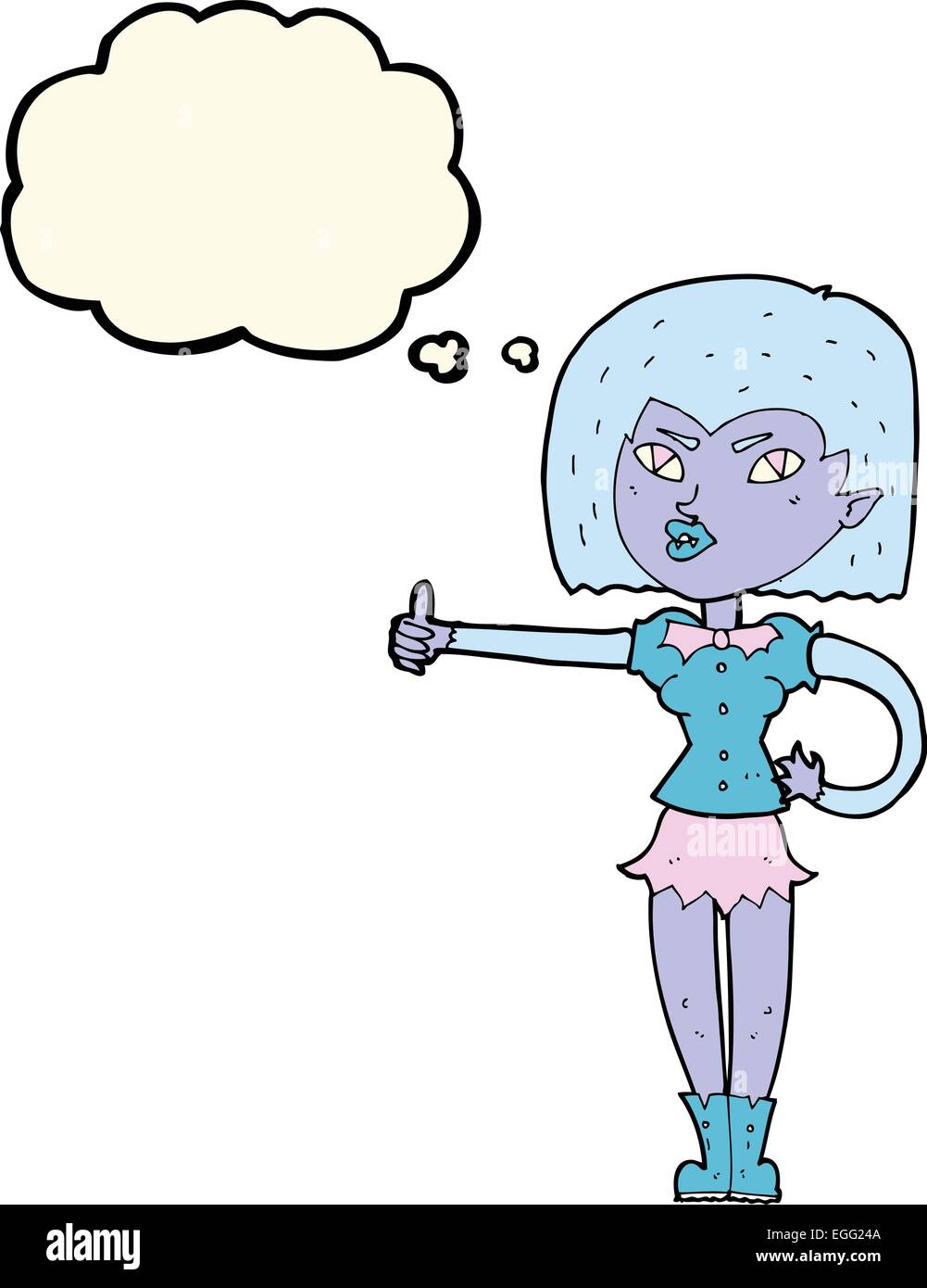 cartoon vampire girl giving thumbs up with thought bubble Stock Vector ...