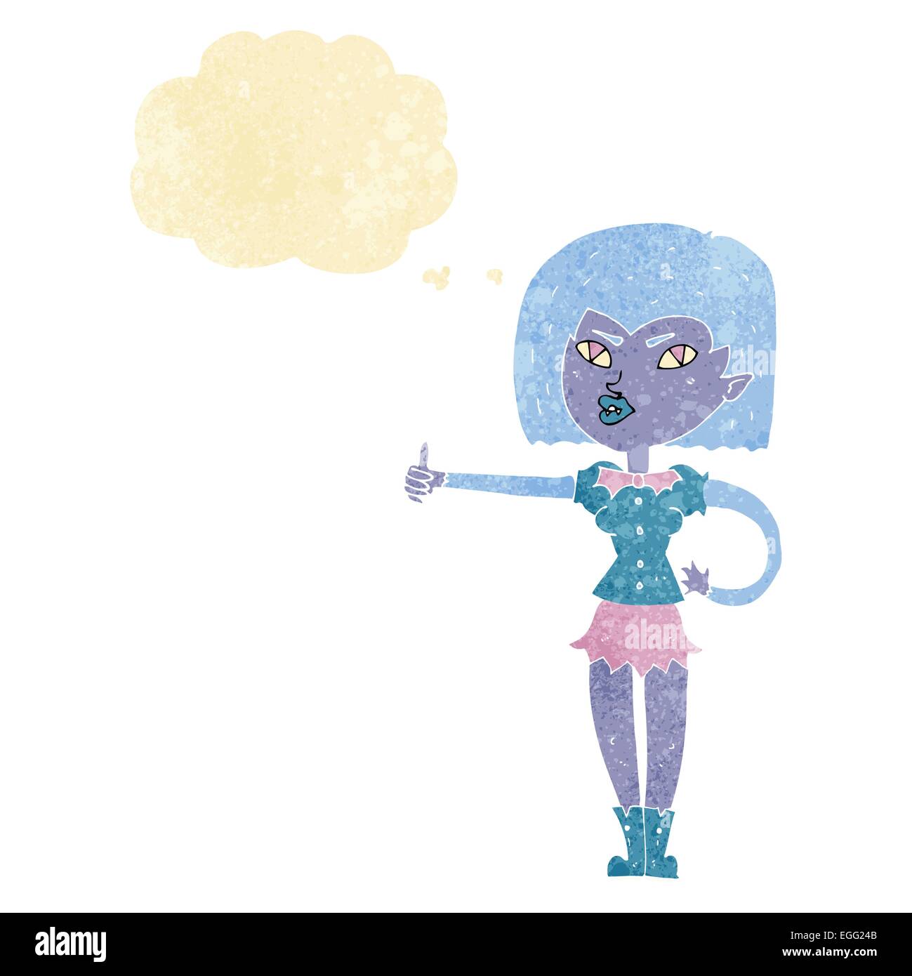 cartoon vampire girl giving thumbs up with thought bubble Stock Vector ...
