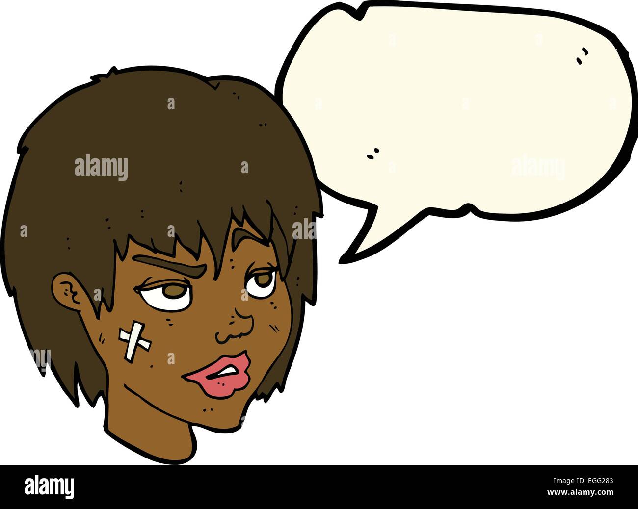 cartoon woman with plaster on face with speech bubble Stock Vector ...
