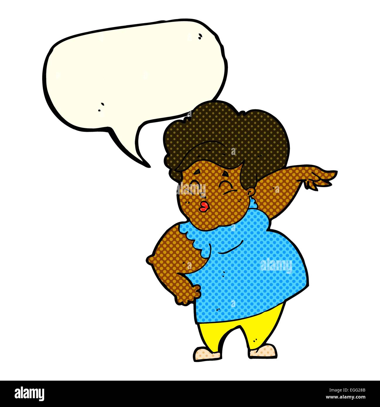 cartoon happy overweight lady with speech bubble Stock Vector Image ...