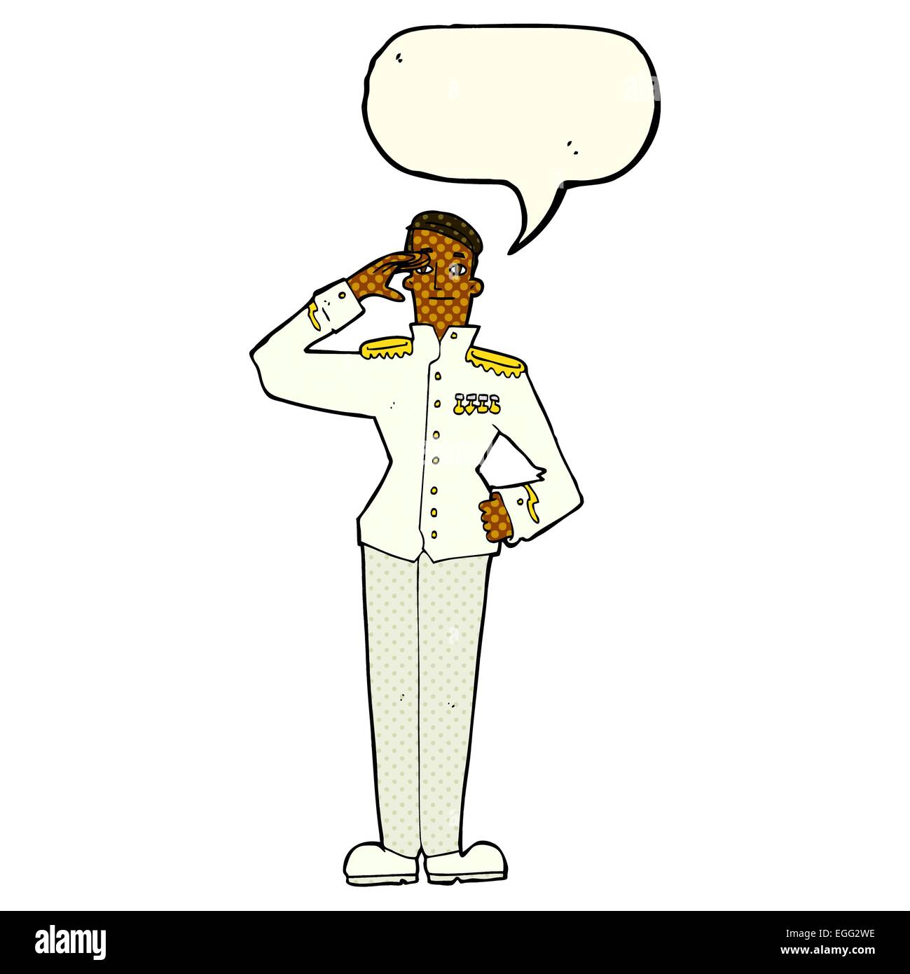 cartoon military man in dress uniform with speech bubble Stock Vector ...