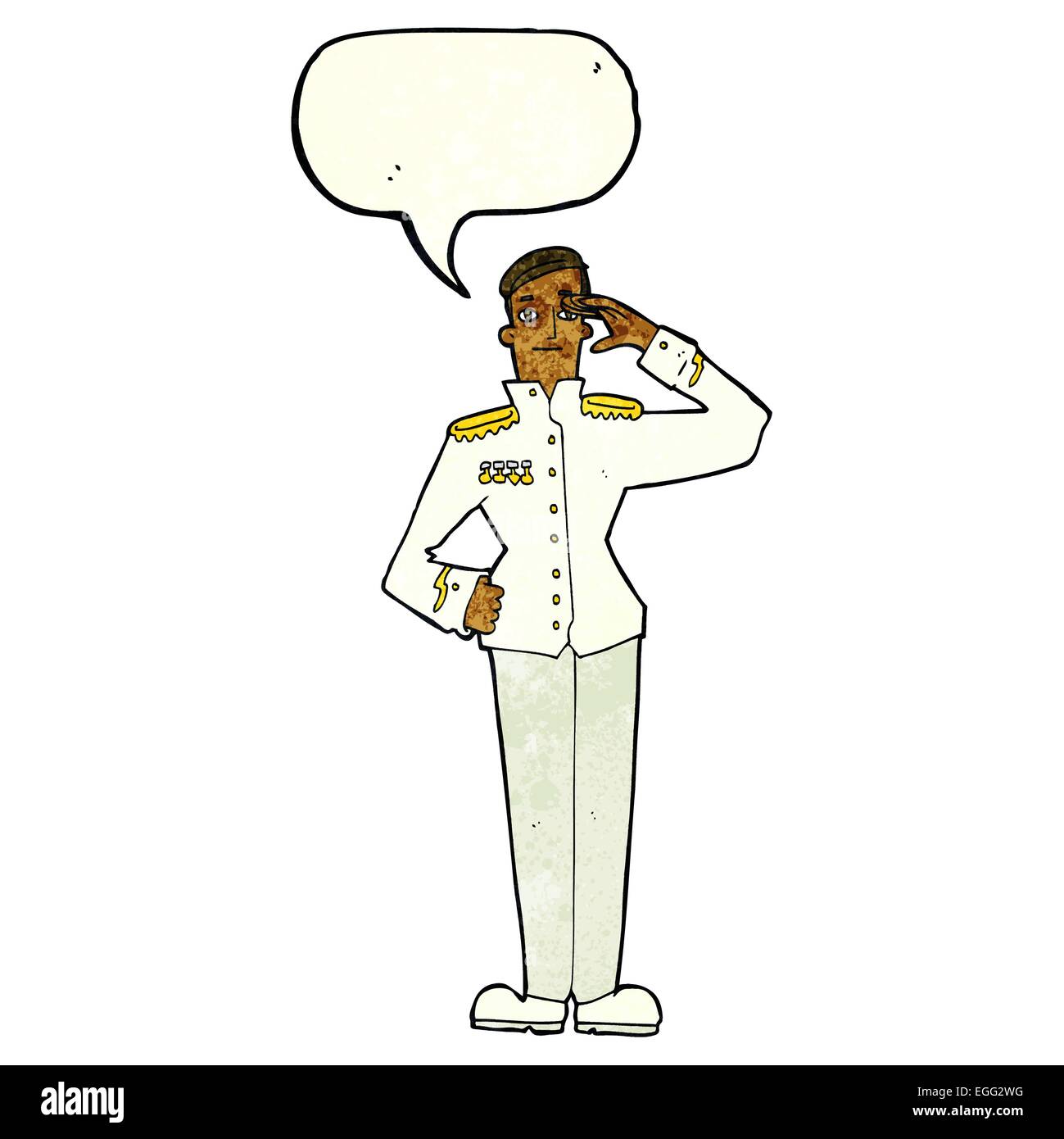 cartoon military man in dress uniform with speech bubble Stock Vector ...