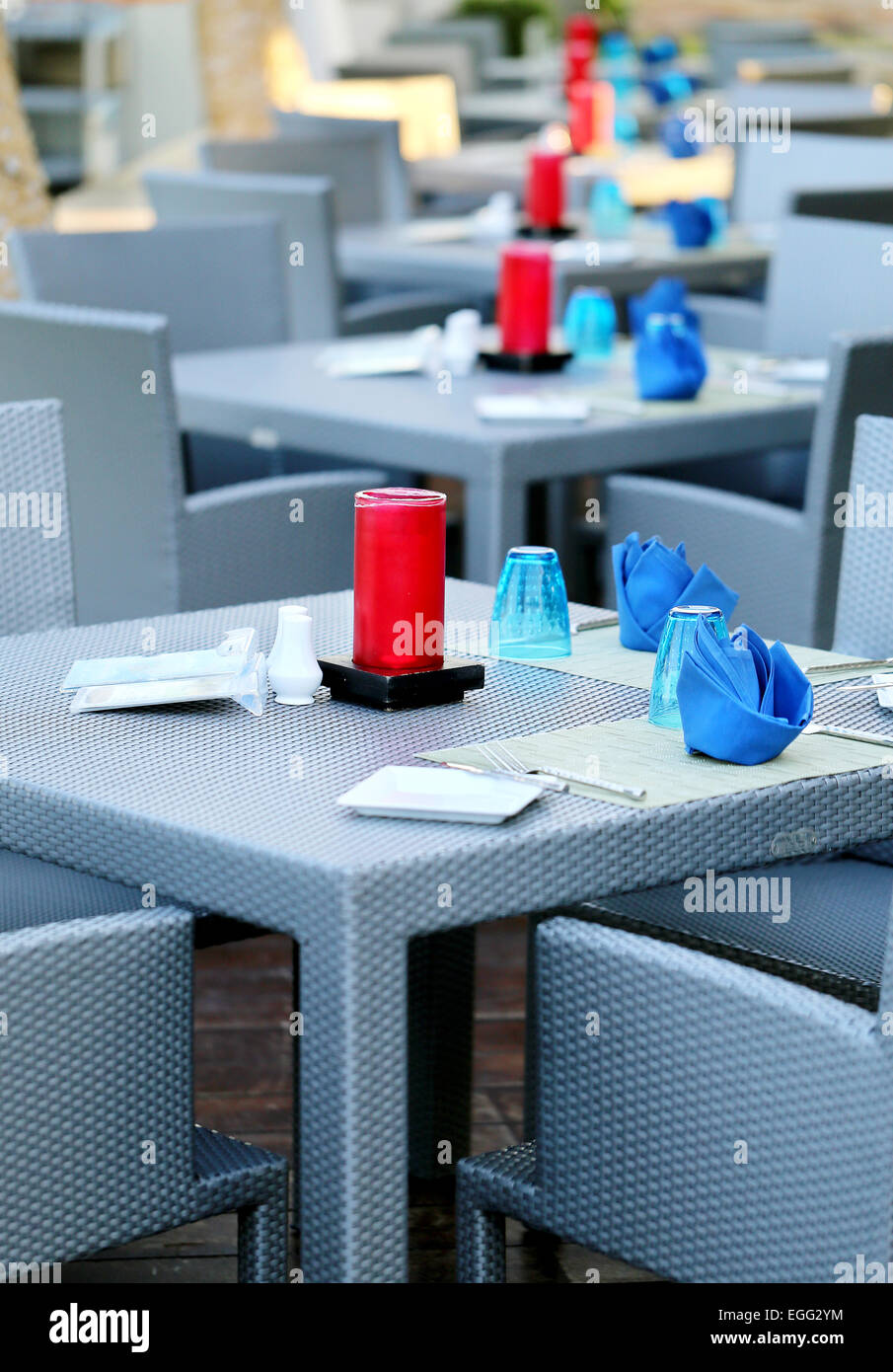 Beautiful tables in the cafe photographed closeup Stock Photo - Alamy